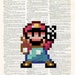 Small Mario World Print Peace Sign Super Mario Bros Pixel Graphic ...