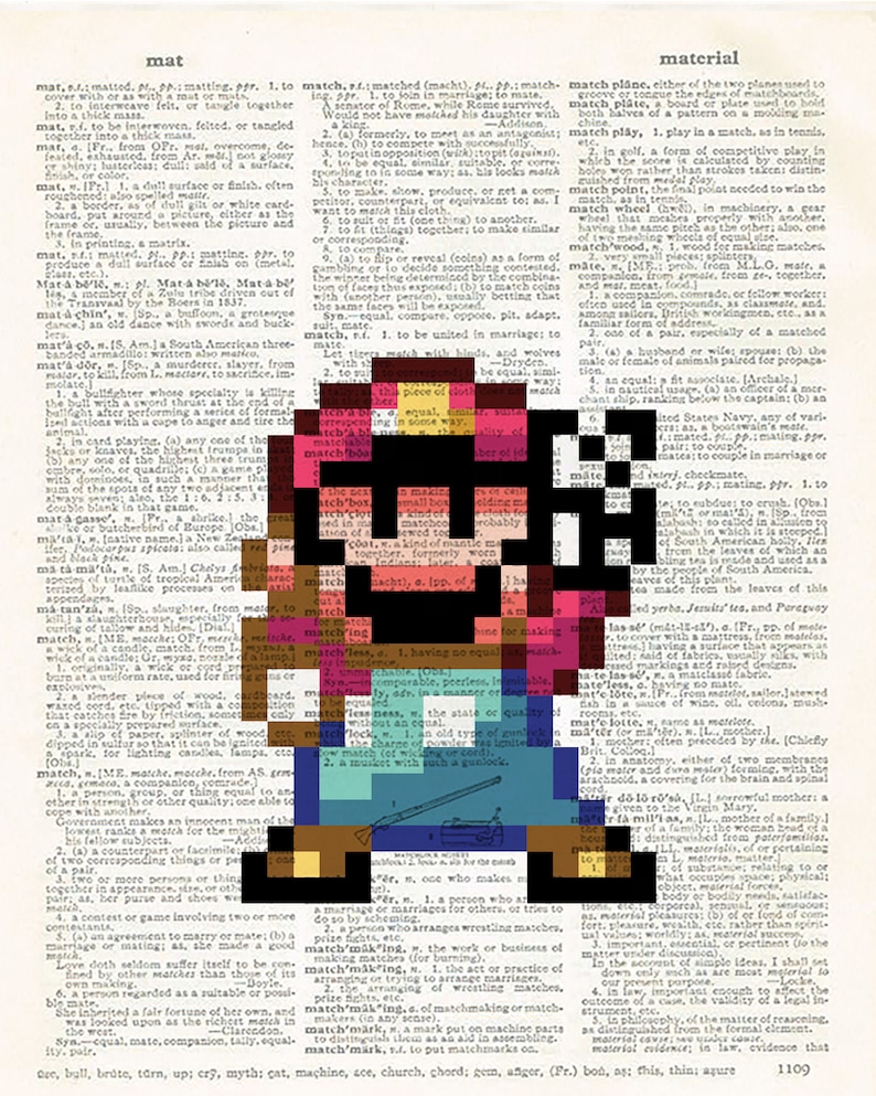 Small Mario World Print Peace Sign Super Mario Bros Pixel | Etsy