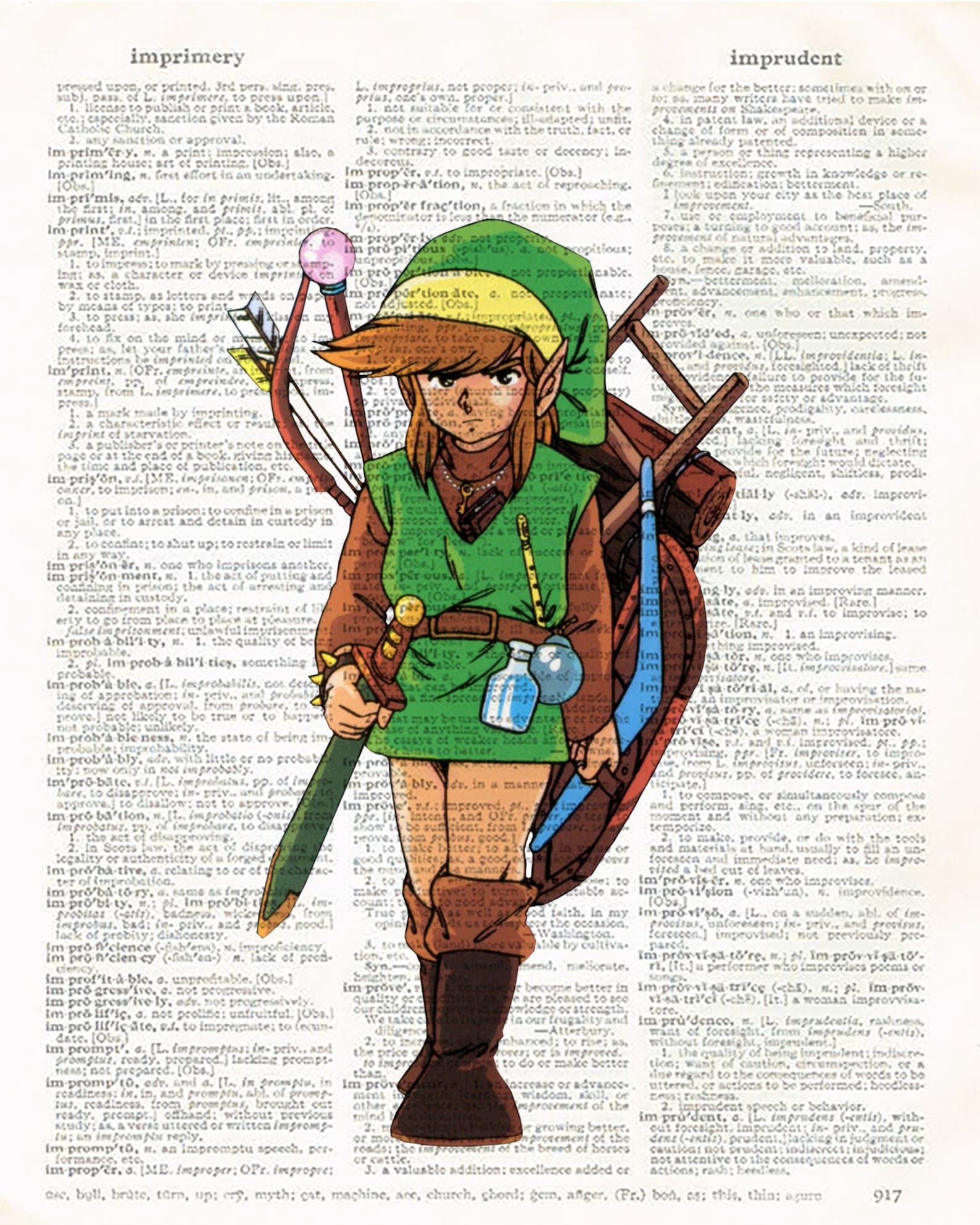 Link From Legend of Zelda 1986 Print Shield Sword Video Game - Etsy