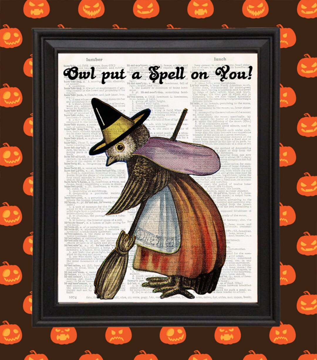 Owl Put a Spell on You Owl in a Witch Costume With Broom - Etsy