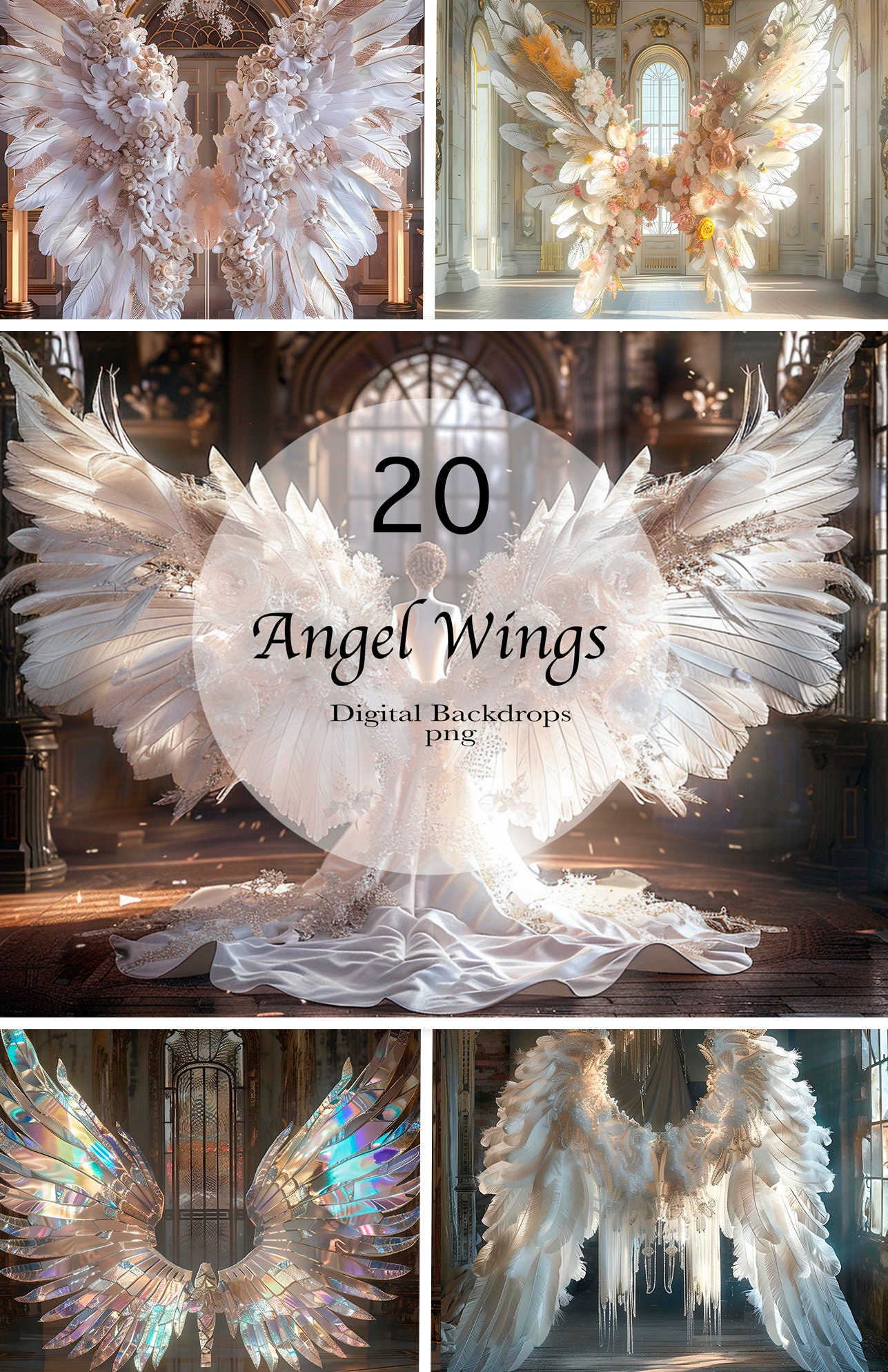 20 Digital Backdrops, Angel Wings Digital Backgrounds, Maternity ...