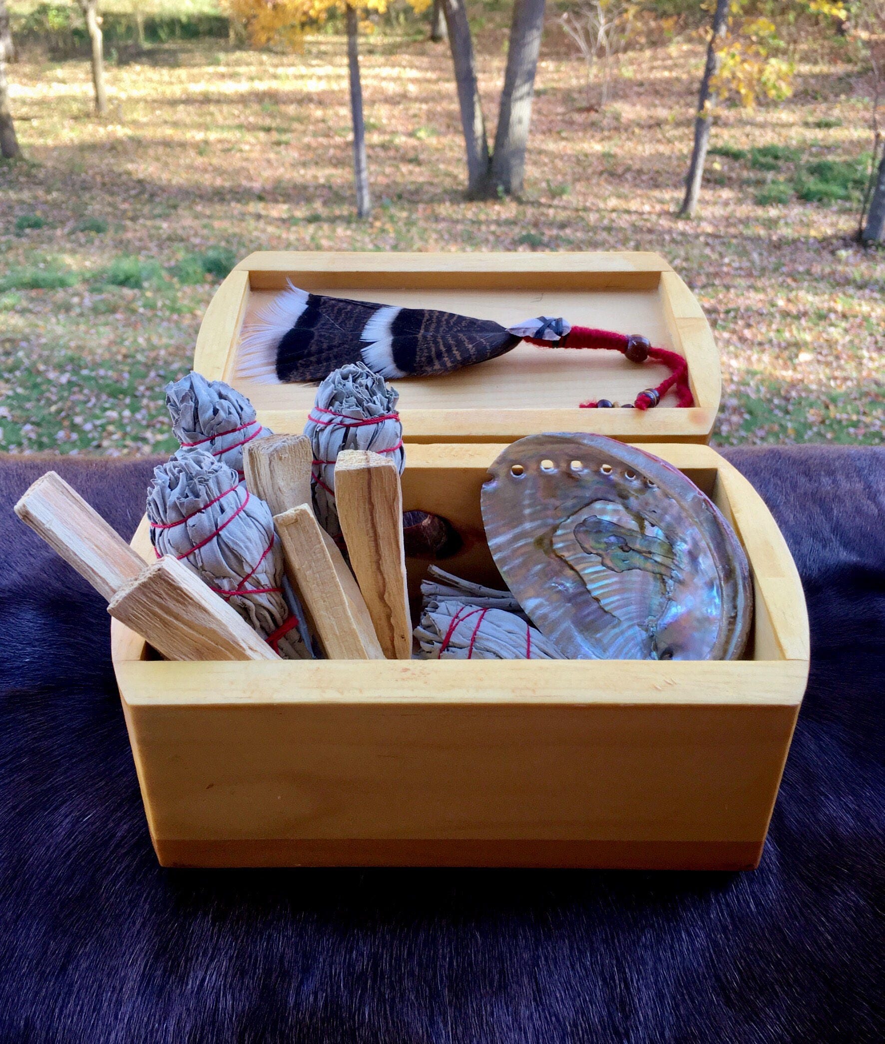 Smudge Kit Box Set - Smudge Feather - Hand Knapped Arrowhead - Abalone ...