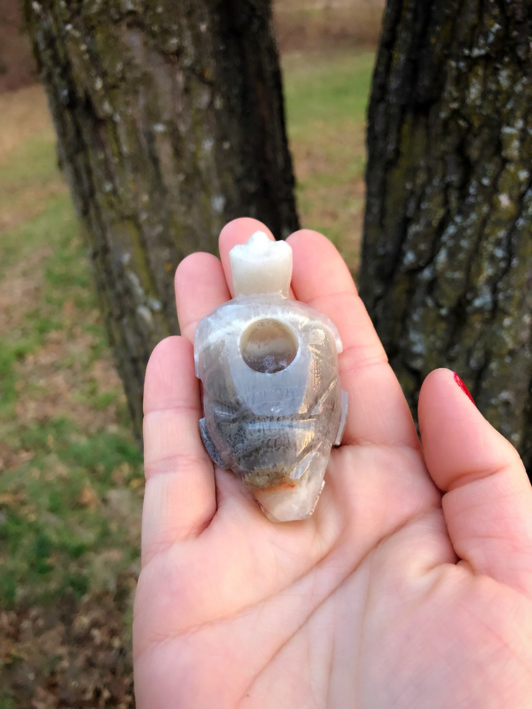 White Agate Turtle Pipe Handmade Carved Pipe Tobacco Pipe Turtle