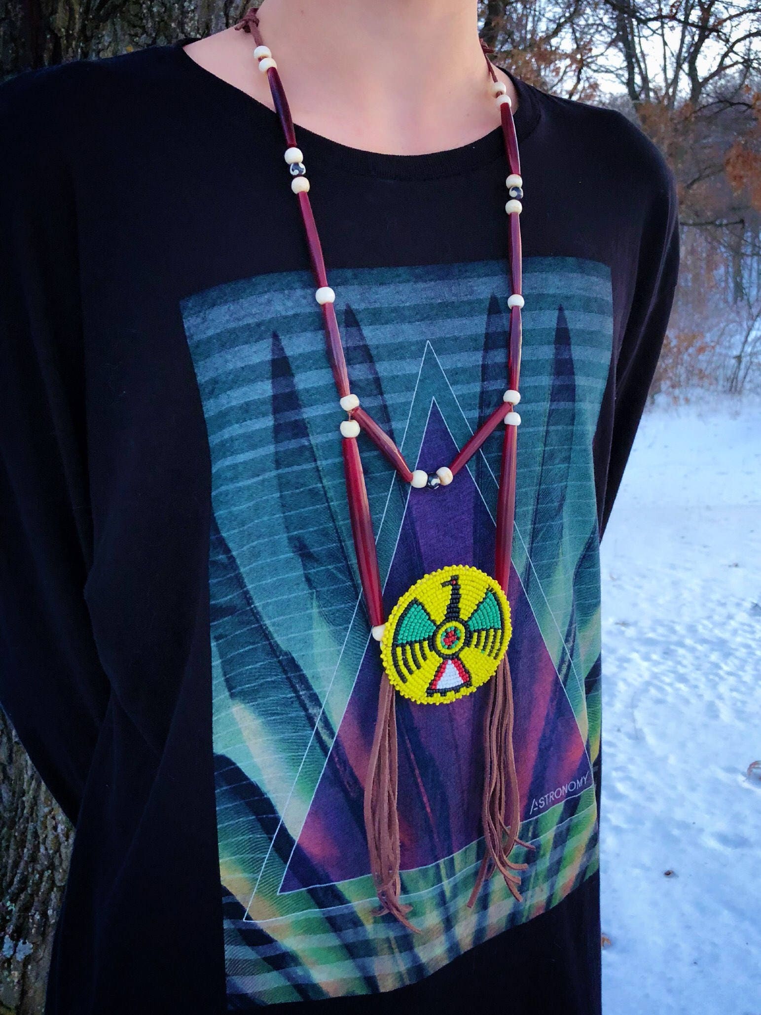 Beaded Thunderbird Medallion Necklace - Native American - Sage Blessed ...
