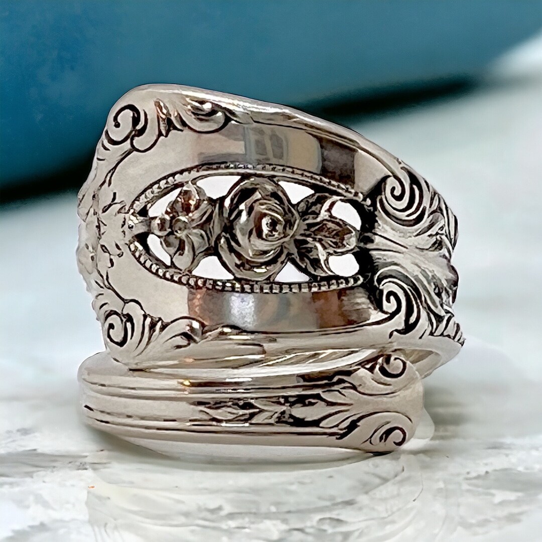 Sterling Silver Rose Point Wrap Spoon Ring Handmade Antique Sterling ...