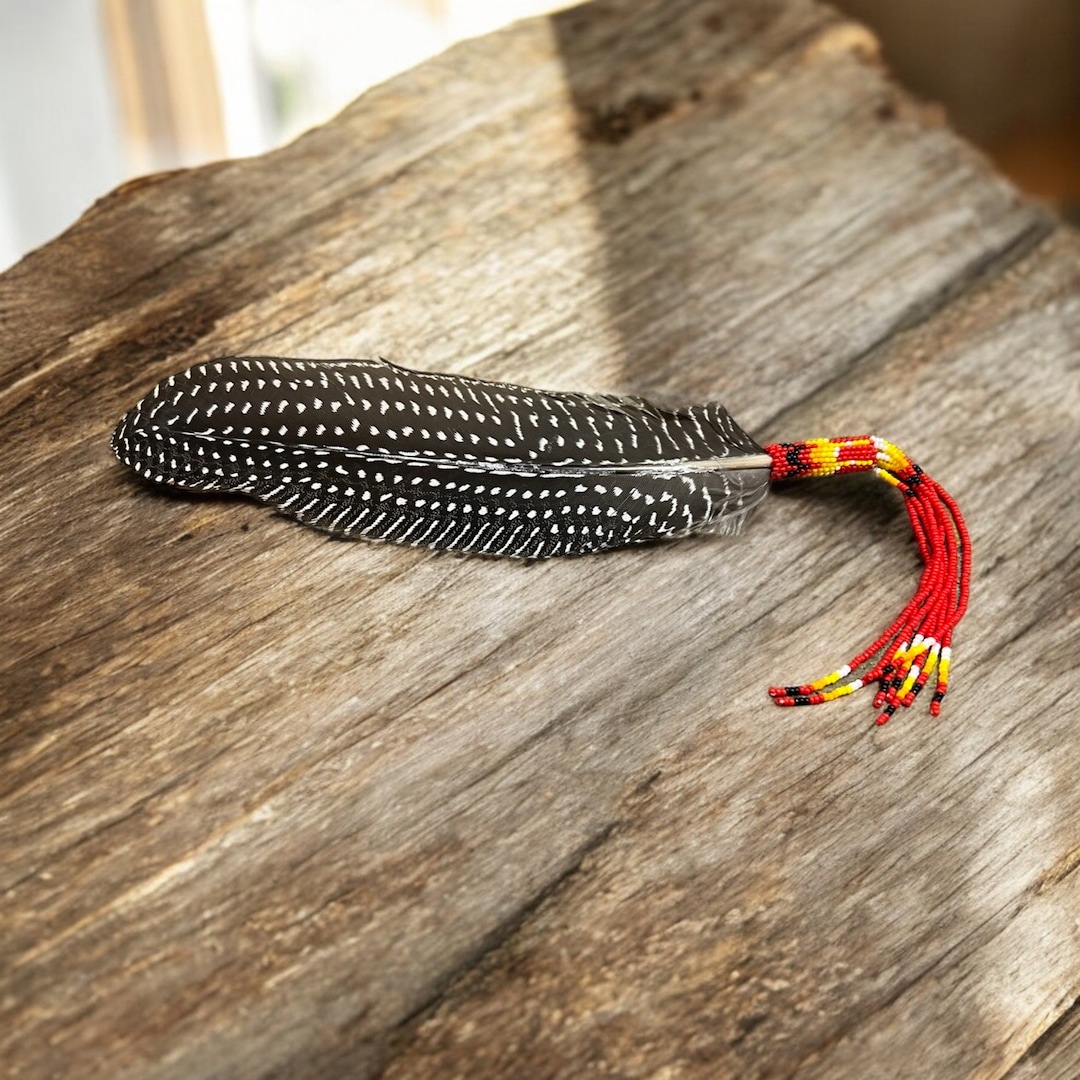 Beaded Smudge Feather With Beaded Fringe - Red - Native American - Etsy