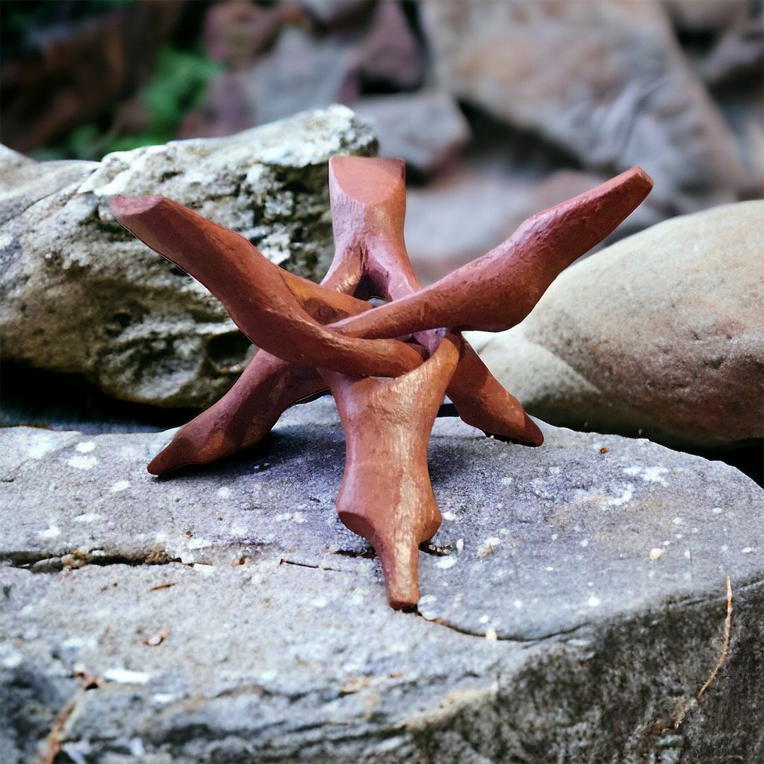6" Hand Carved Wood Stand for Abalone Shell - Display Stand for Abalone ...