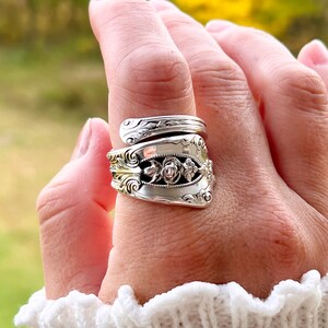 Sterling Silver Rose Point Wrap Spoon Ring Handmade Antique Sterling ...