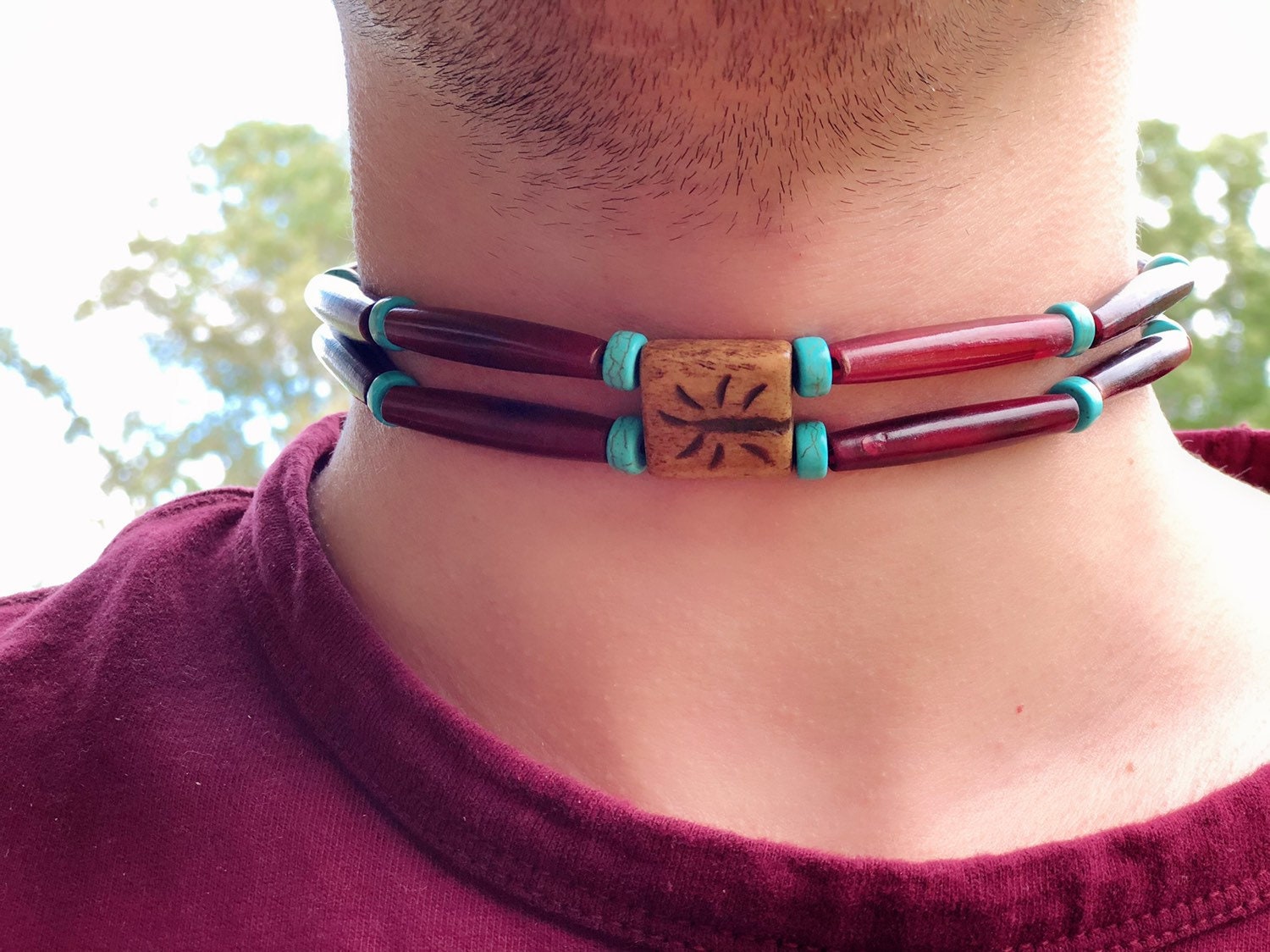 Buffalo Bone Choker Native American Necklace Traditional Sioux buffalo-bone-choker-native-american-necklace-traditional-sioux