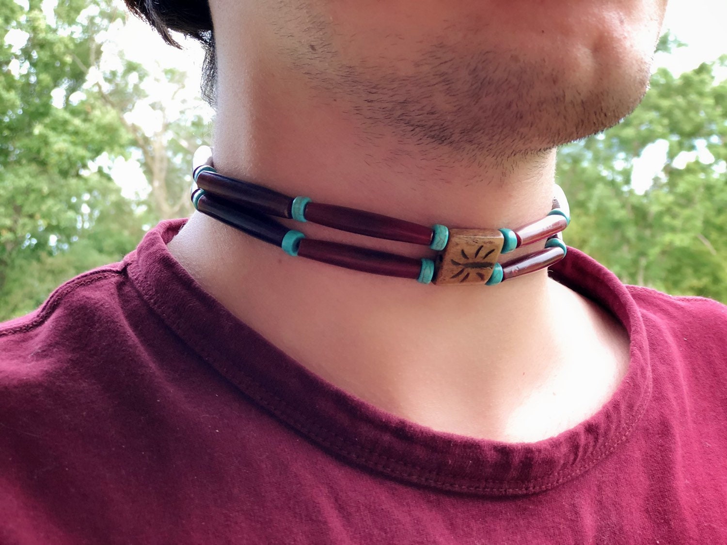 Buffalo Bone Choker Native American Necklace Traditional Sioux buffalo-bone-choker-native-american-necklace-traditional-sioux