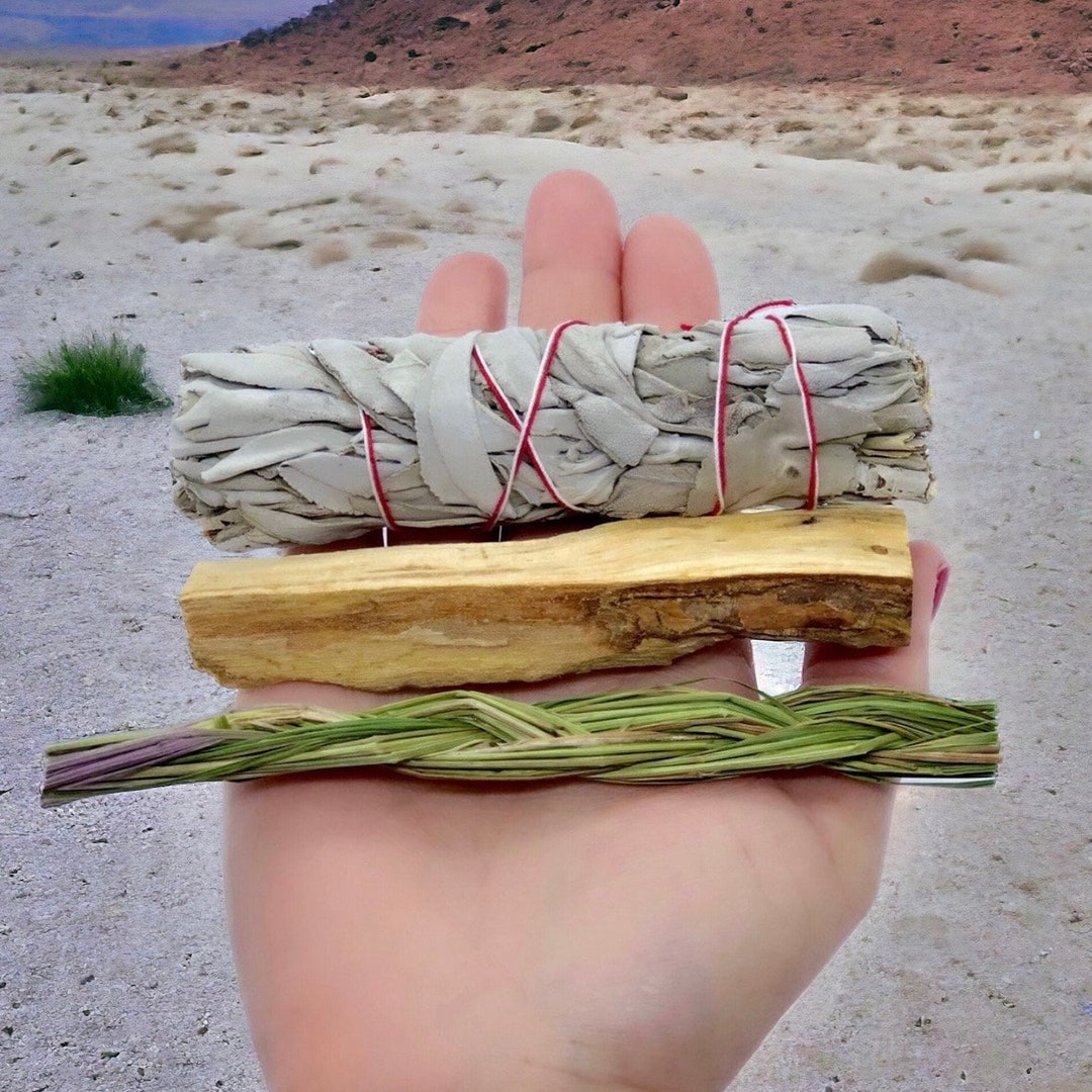 Smudge Sample Trio - White Sage - Palo Santo - Sweetgrass - Smudging ...