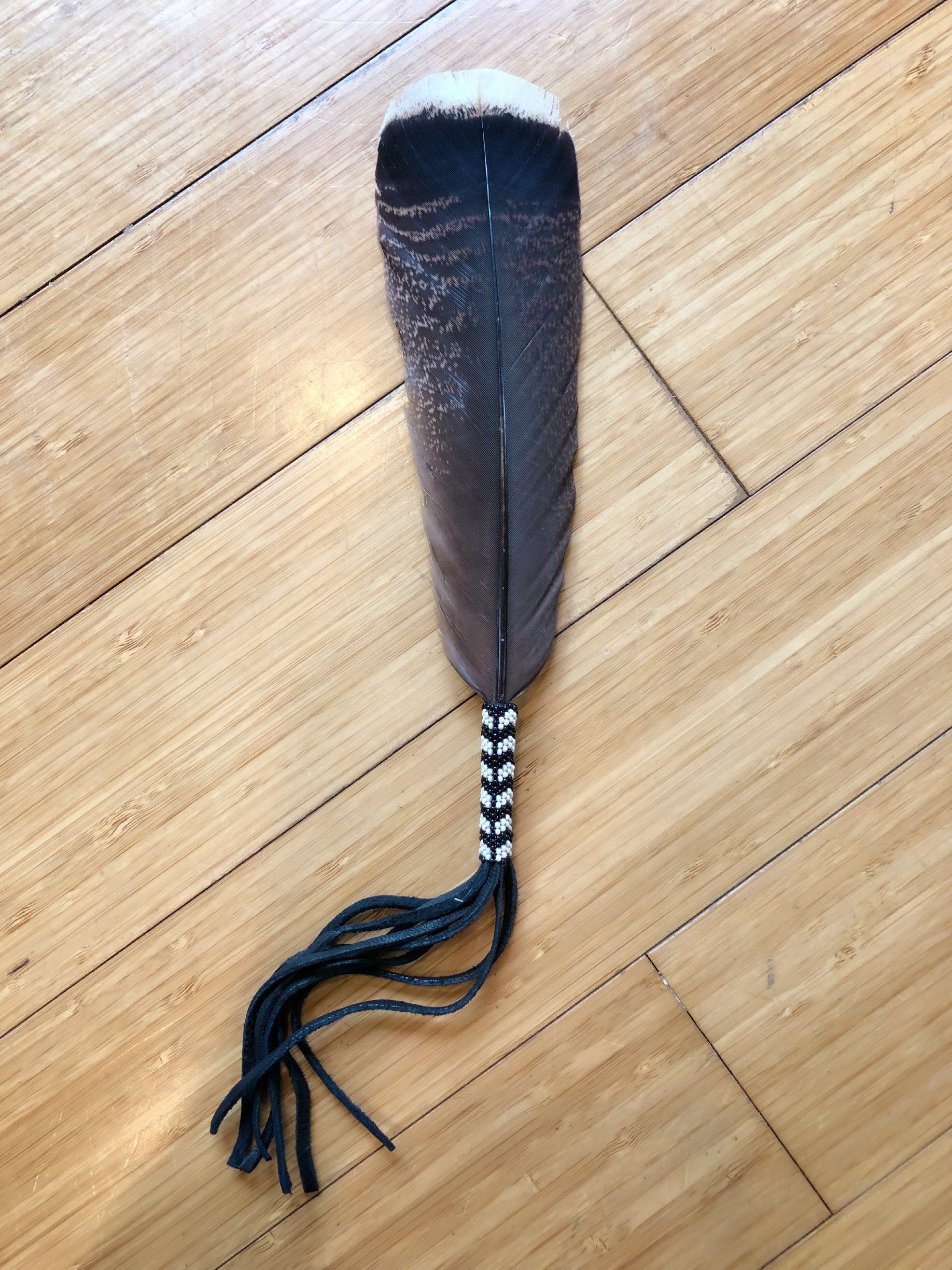 Beaded Smudge Fan - Prayer Feather - Sage Blessed - Native American ...