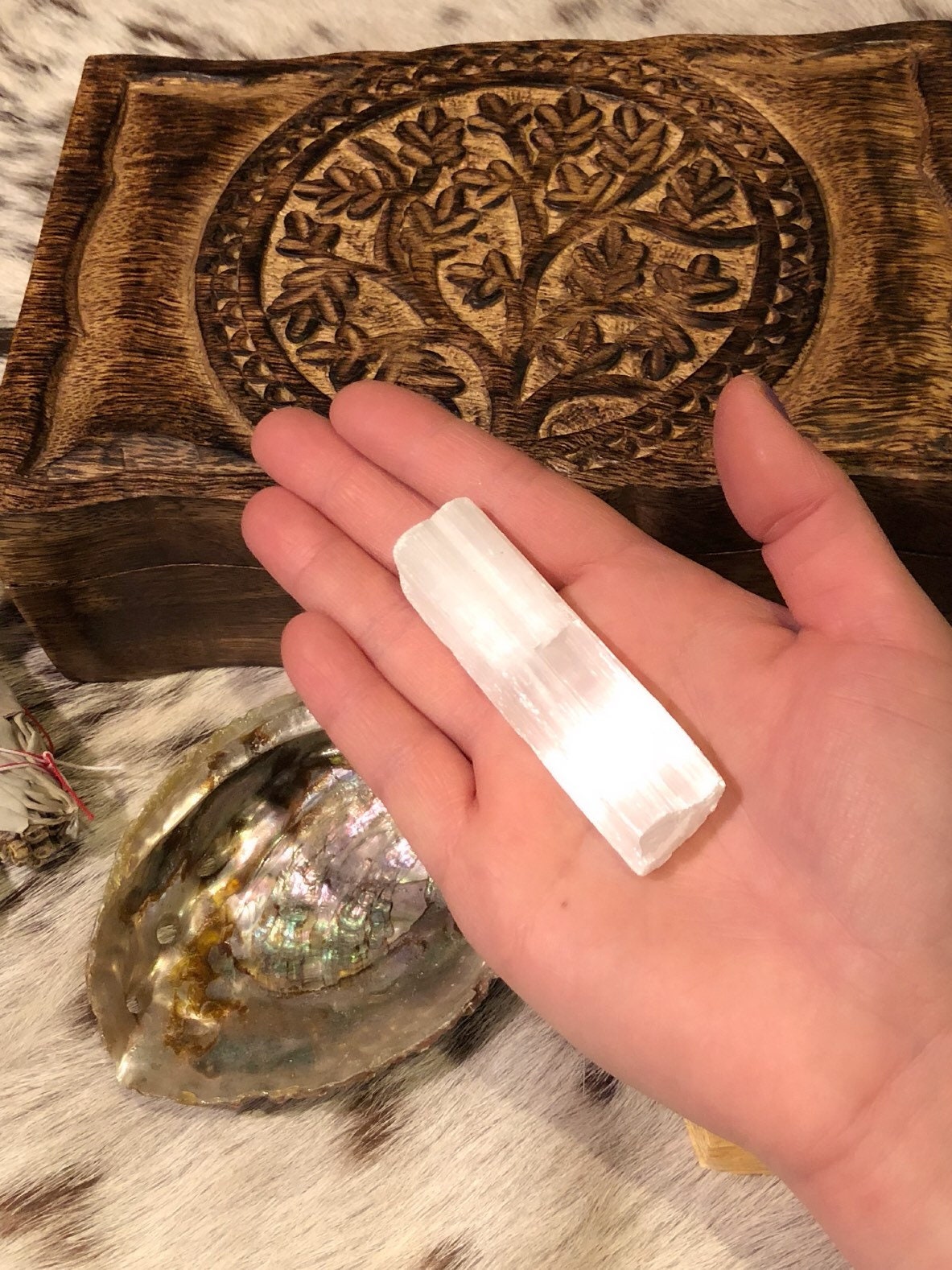 Smudge Kit Boxed Set - Handmade Wood Box - White Sage - Palo Santo ...