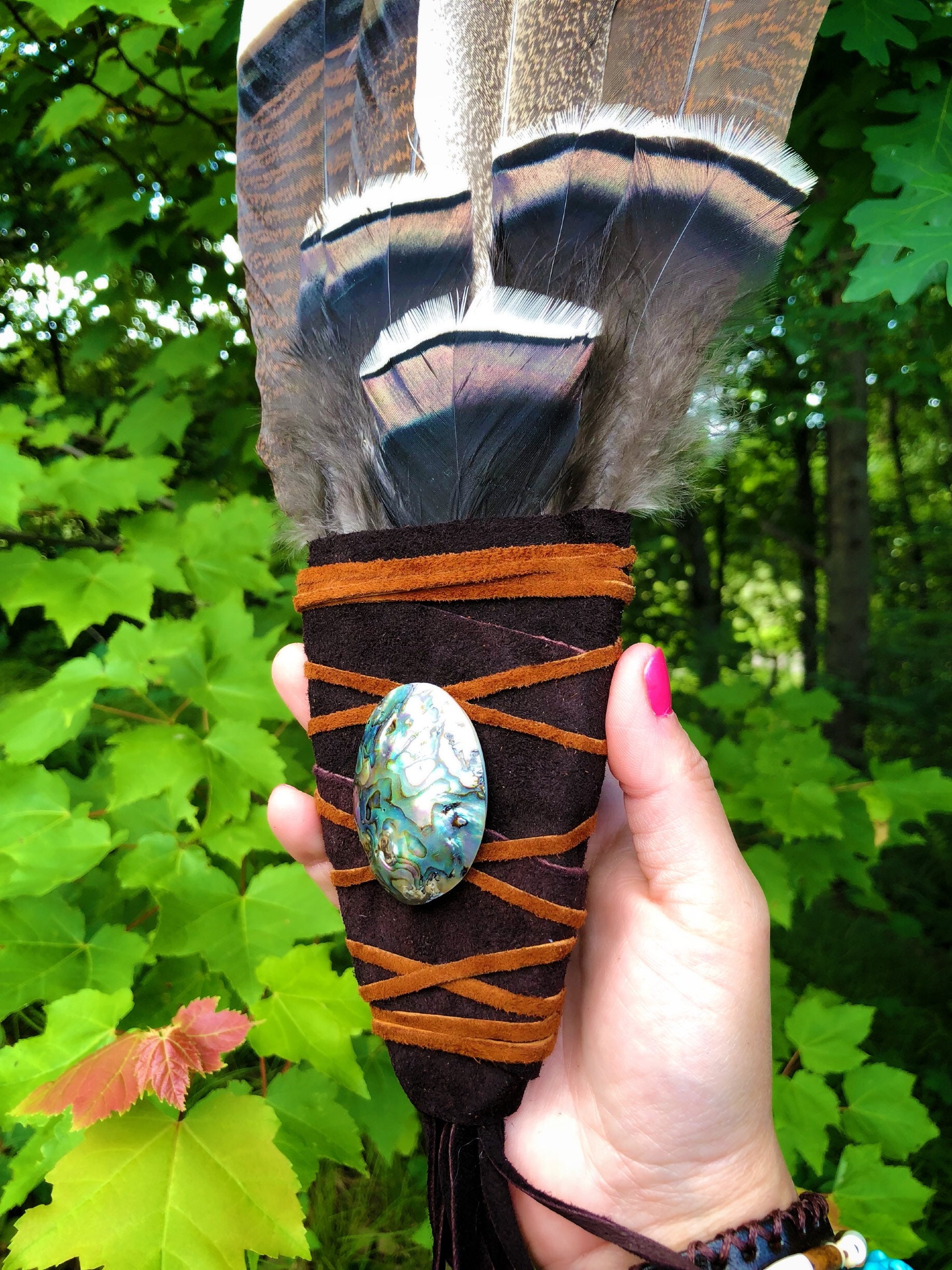 Native American Feather Fan - Smudge Fan - Powwow Fan - Prayer Fan ...