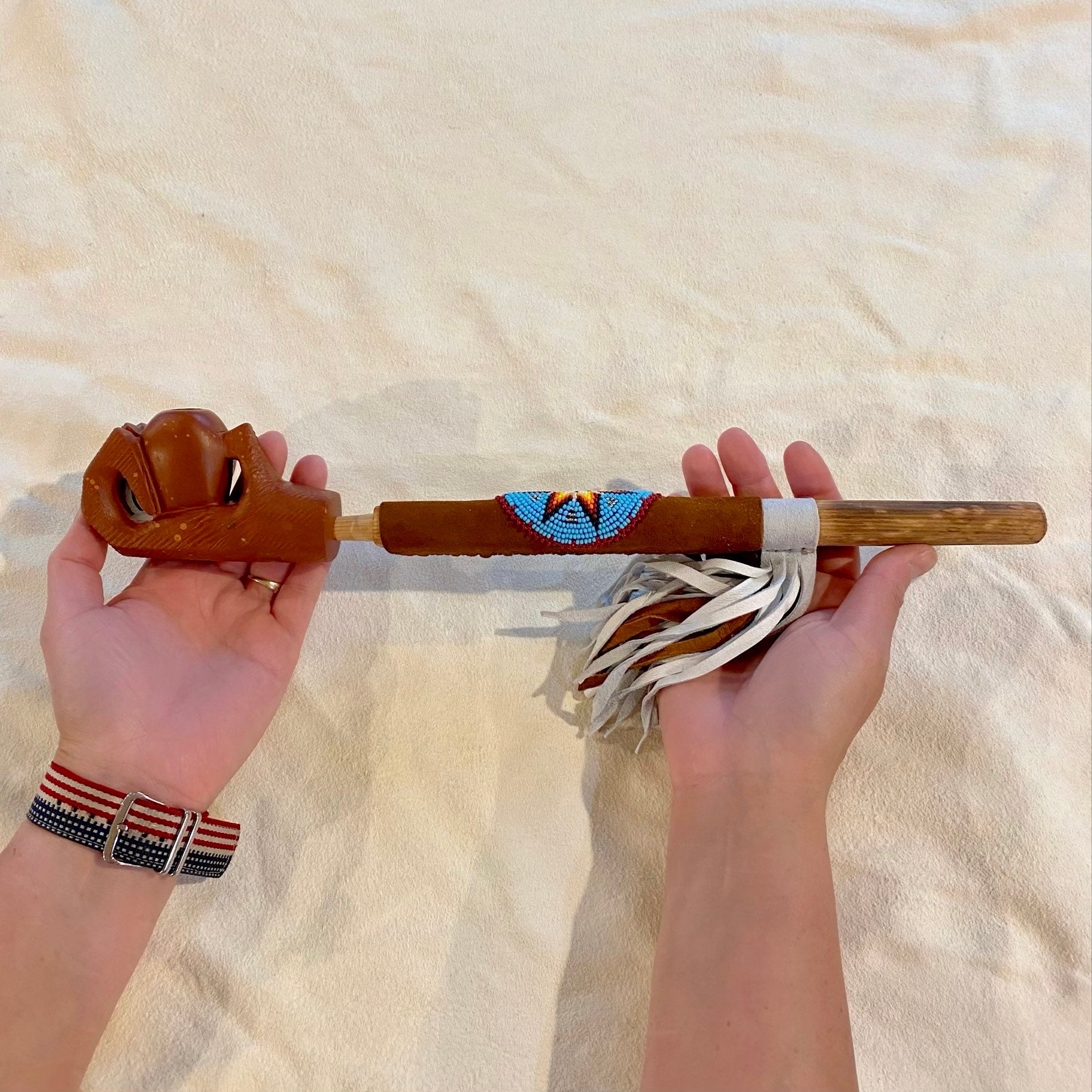 Large Eagle Claw Pipestone Peace Pipe Catlinite Stone Authentic