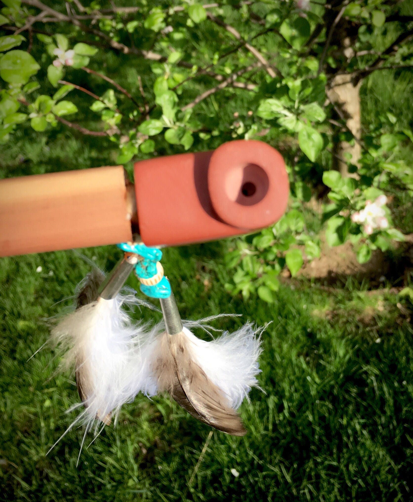 Ceremonial Peace Pipe Pipestone Catlinite Stone Cedar Stem