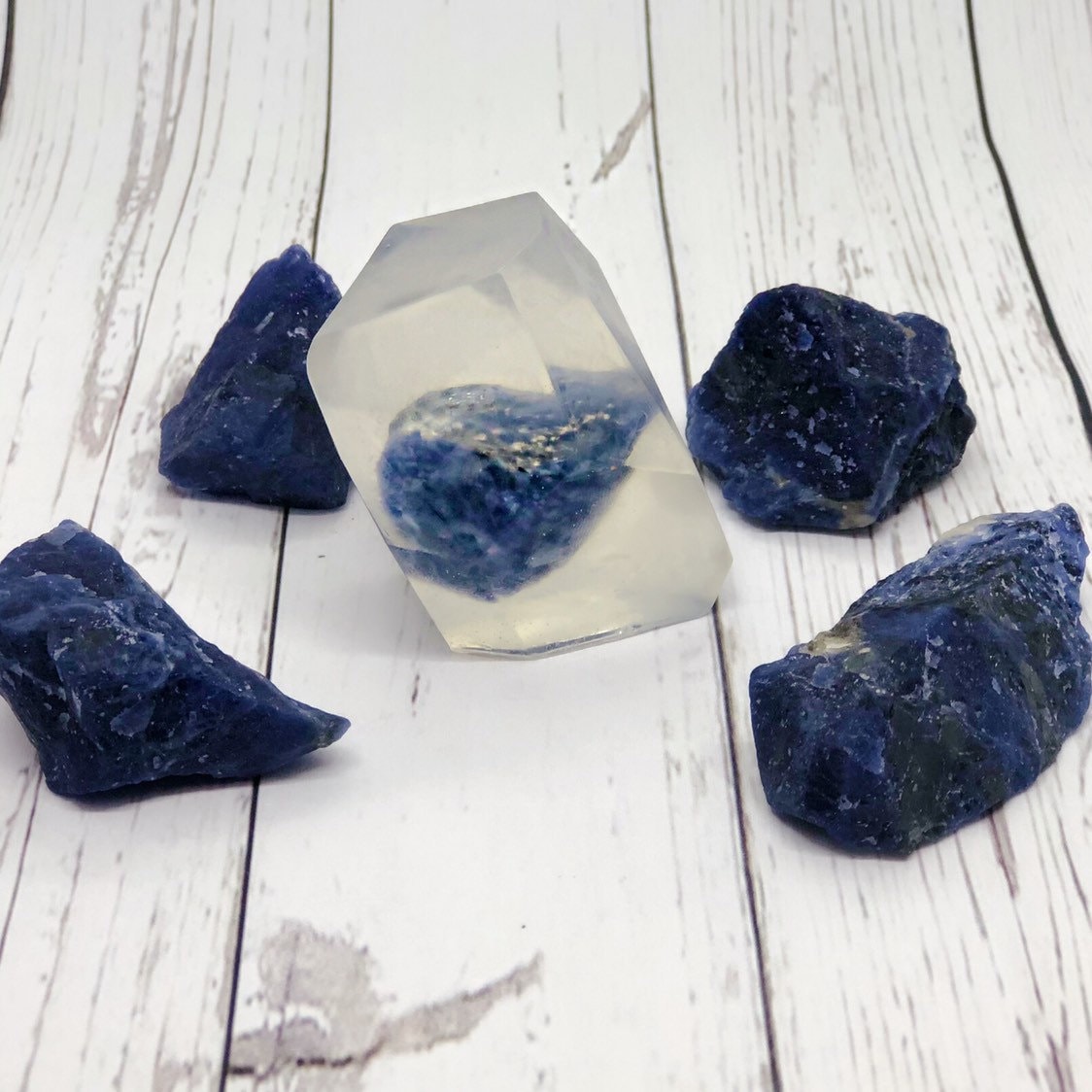 Sodalite Crystal Soap - Organic Soap - White Sage Scent - Genuine Raw ...