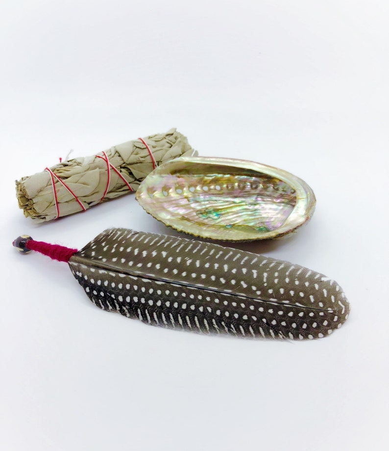 White Sage Smudge Kit Abalone Shell Smudge Feather White - Etsy