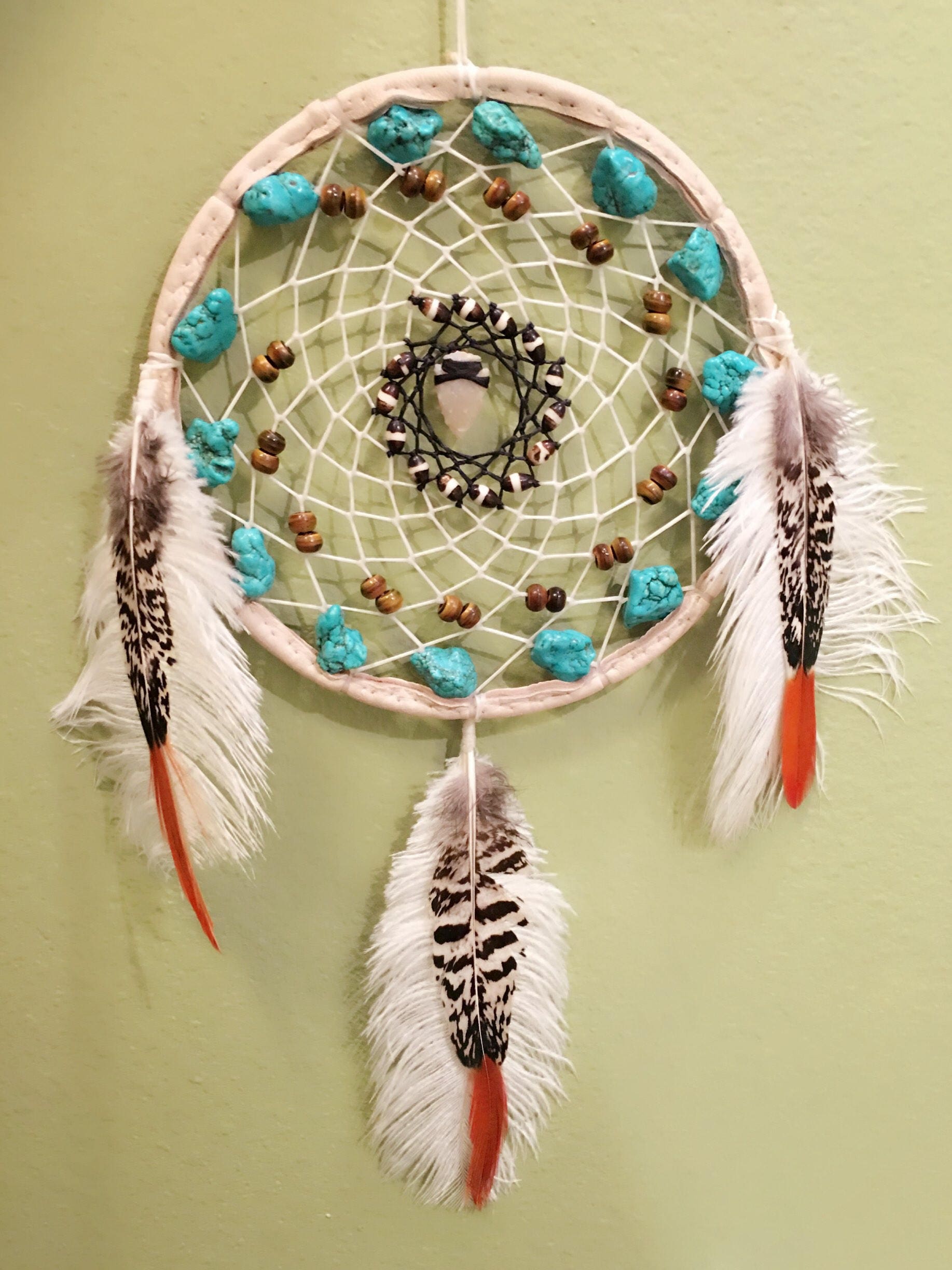 Native American Dreamcatcher - Arrowhead - Buffalo Horn Beads ...