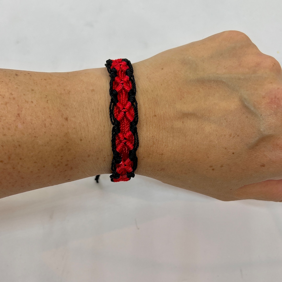 Red and Black Friendship Bracelet Handmade - Etsy