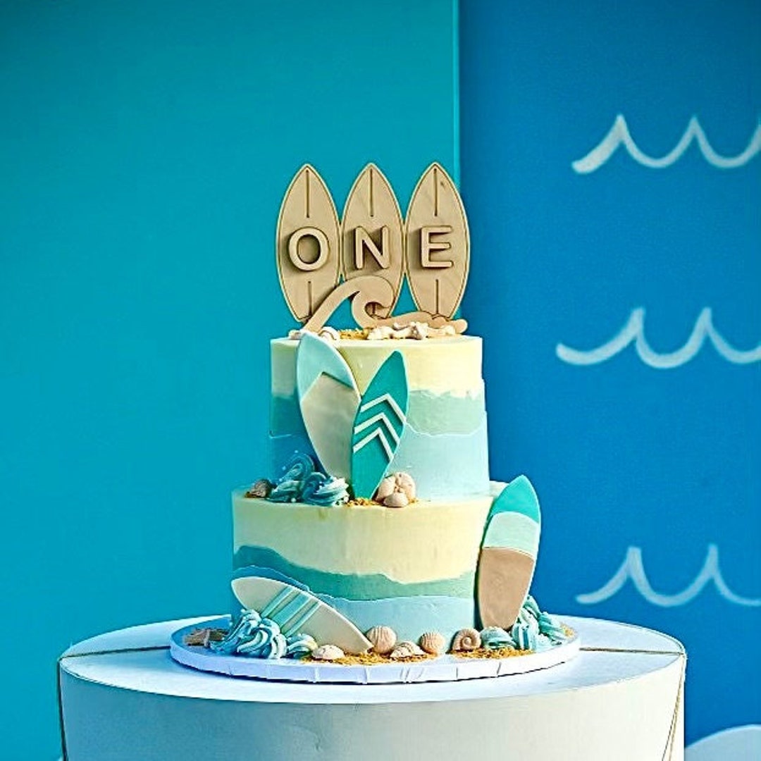 Surfboard First Birthday Cake Topper | Custom Surf Theme Party - Etsy
