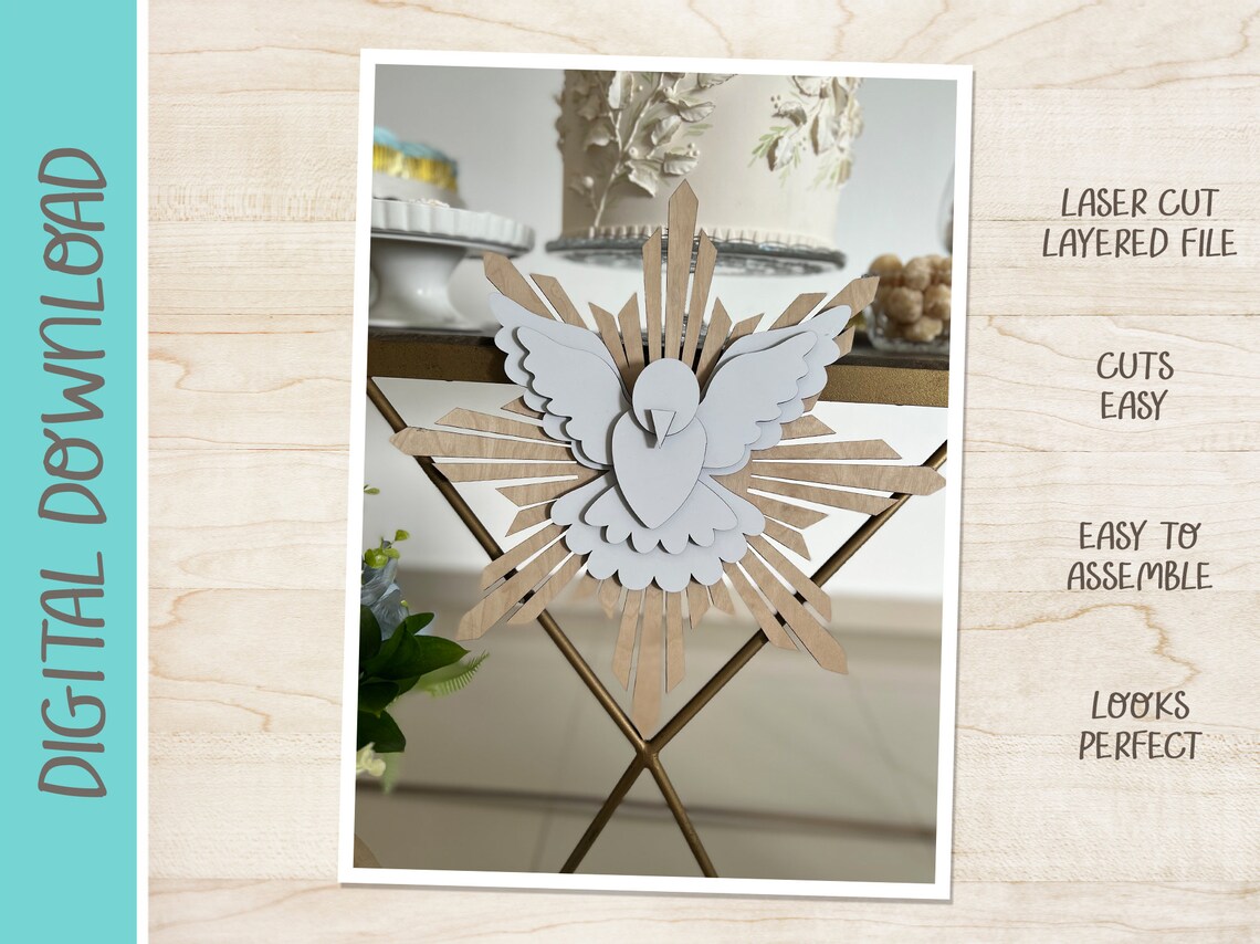 Baptism Decoration, Laser Cut File, Cross Wood Sign, SVG, Digital ...