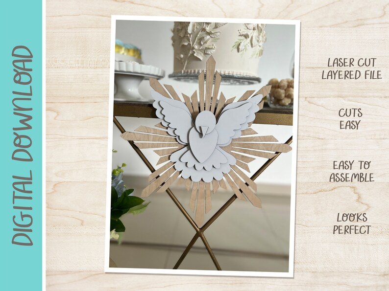 Baptism Decoration, Laser Cut File, Cross Wood Sign, SVG, Digital ...