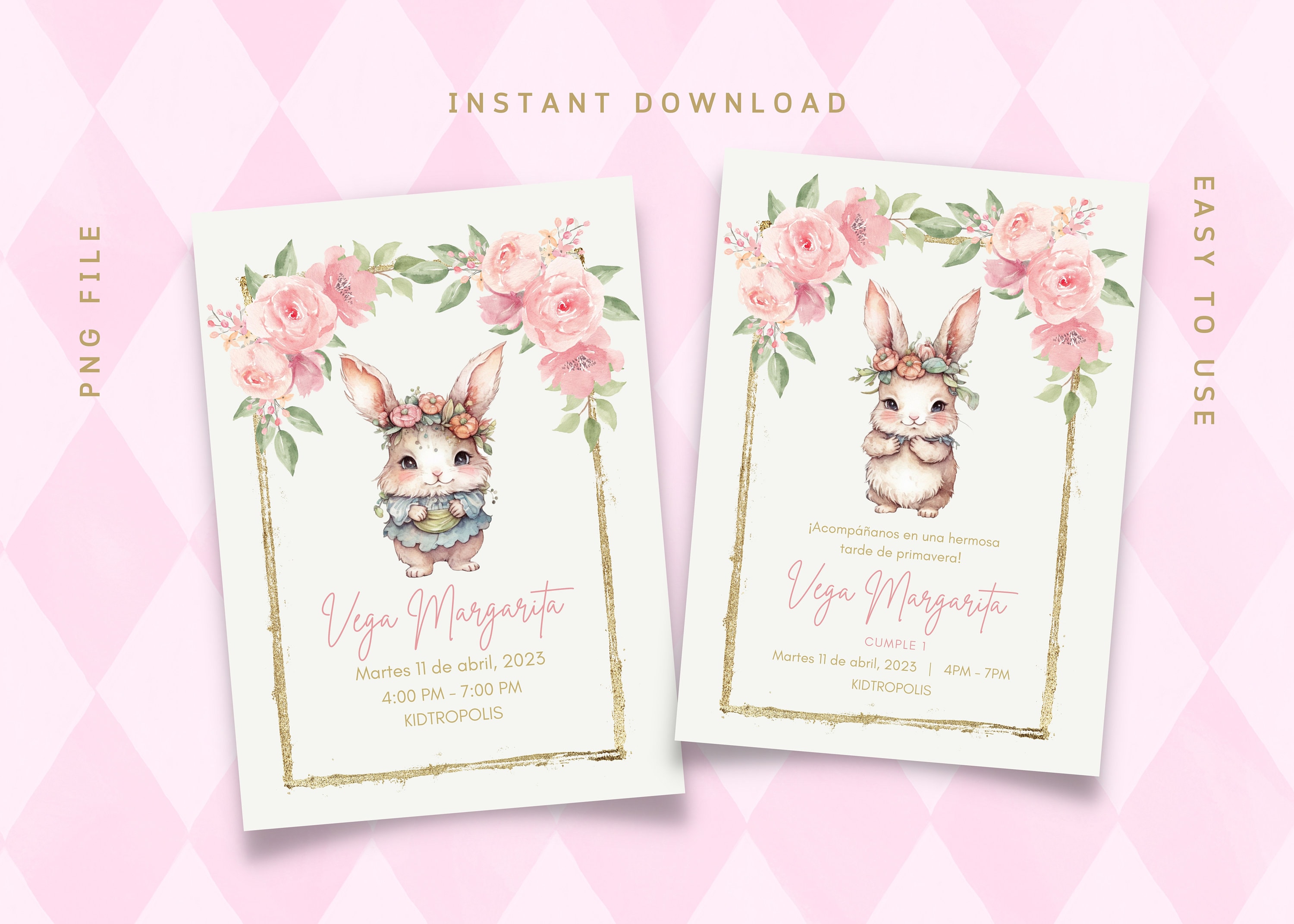 Cute Easter Bunny Clipart, DIGITAL DOWNLOAD, Pastel Watercolor Spring ...