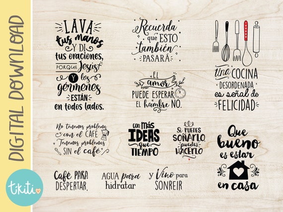 Kitchen Spanish Quotes BUNDLE Kitchen DIY Wood Sign - Etsy