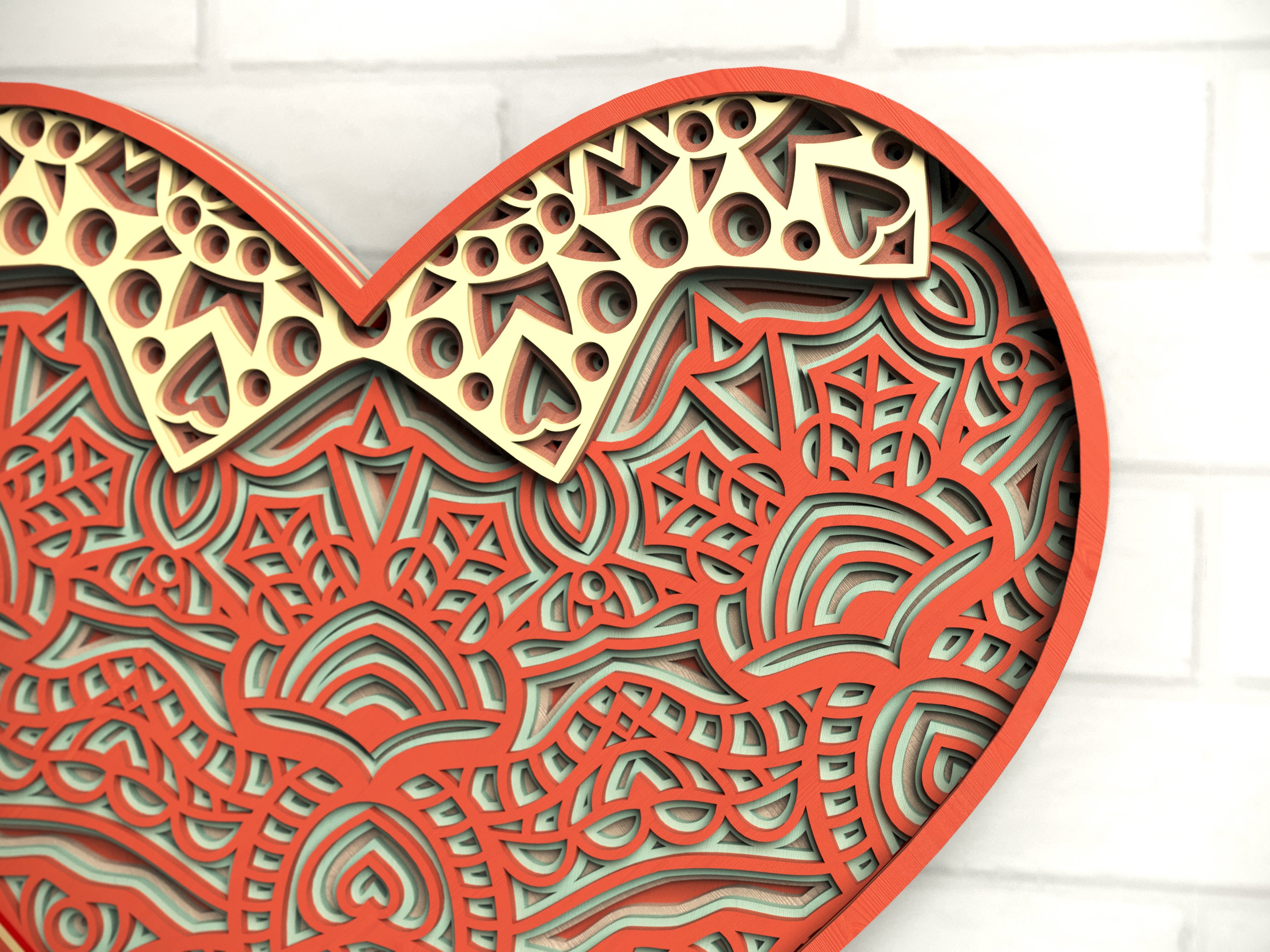 3D SVG Heart, Layered Heart SVG, Heart Svg Cricut, Laser Cut Heart ...