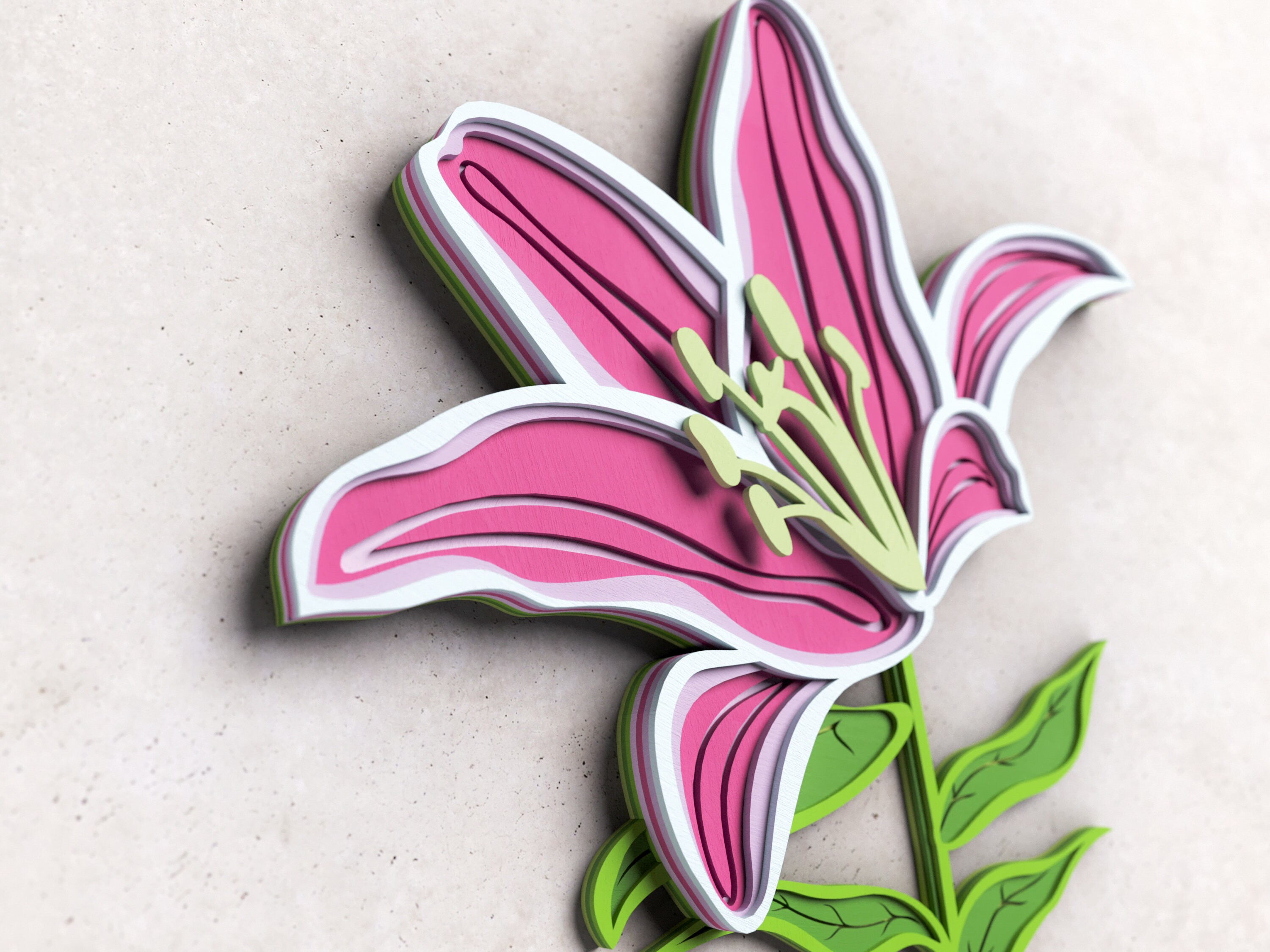 Lily Pink Flower 3D SVG Mandala Multilayer Panel for Laser - Etsy