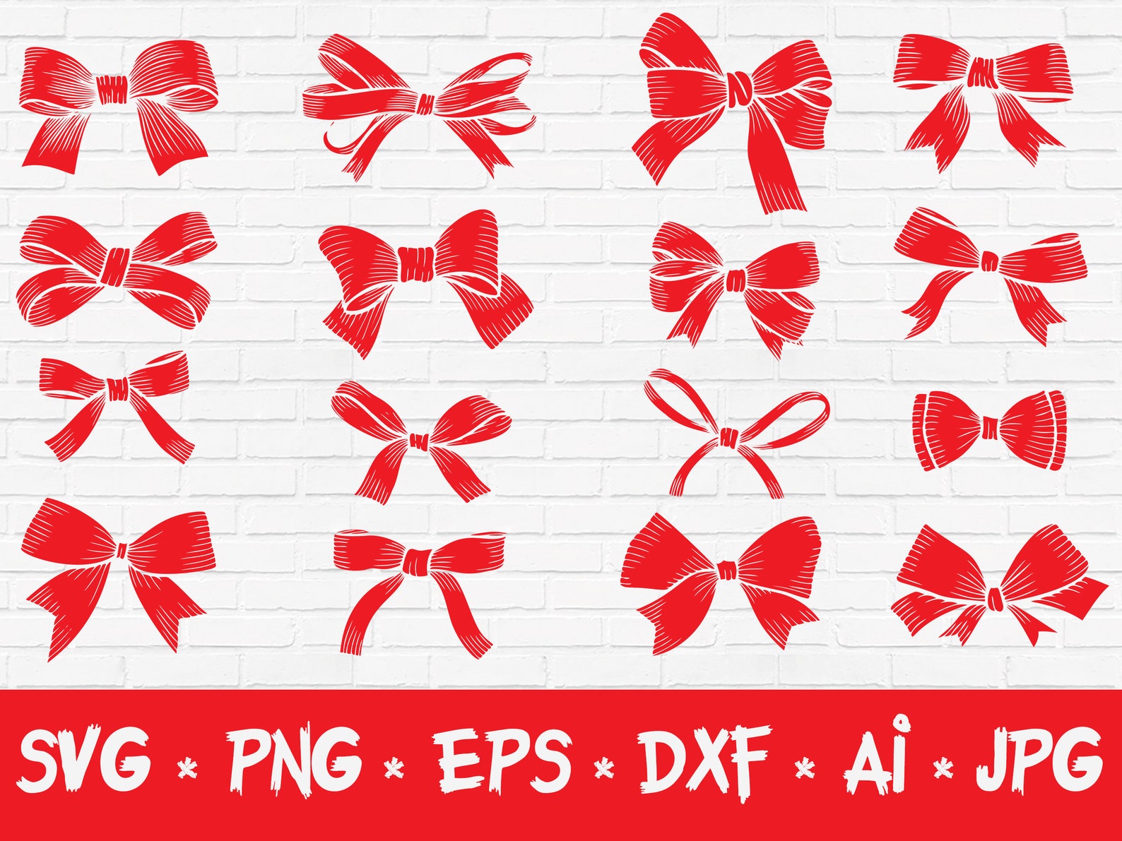 Gift Red Bow Ribbon SVG, Christmas Bows Bundle DXF PNG, Holidays Gift ...
