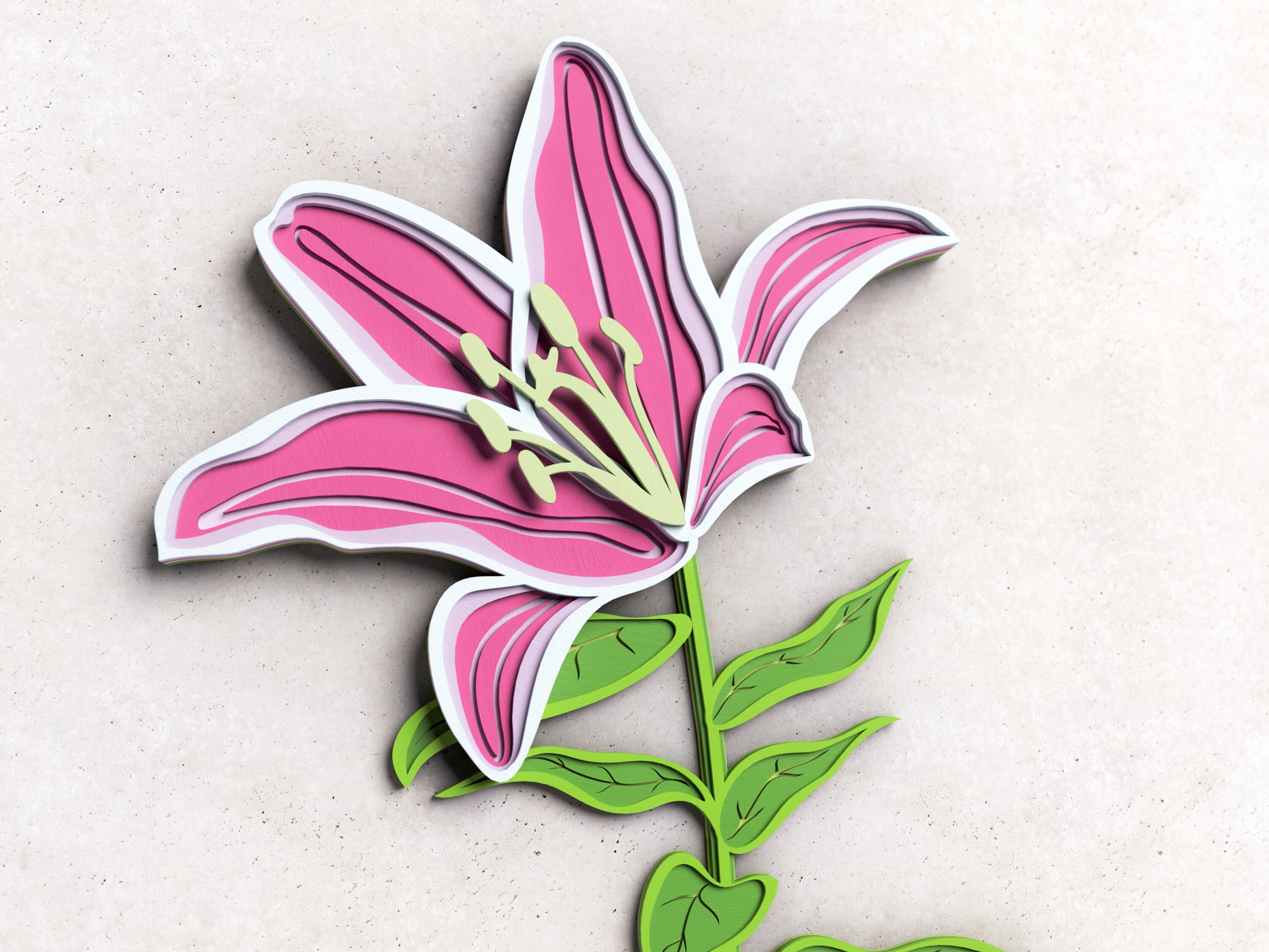Lily Pink Flower 3D SVG Mandala Multilayer Panel for Laser - Etsy