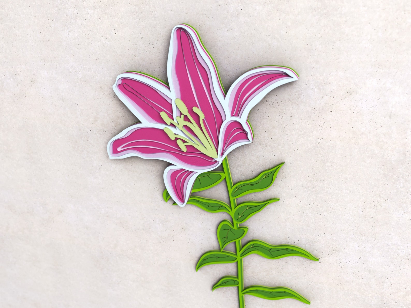 Lily Pink Flower 3D SVG Mandala Multilayer Panel for Laser - Etsy