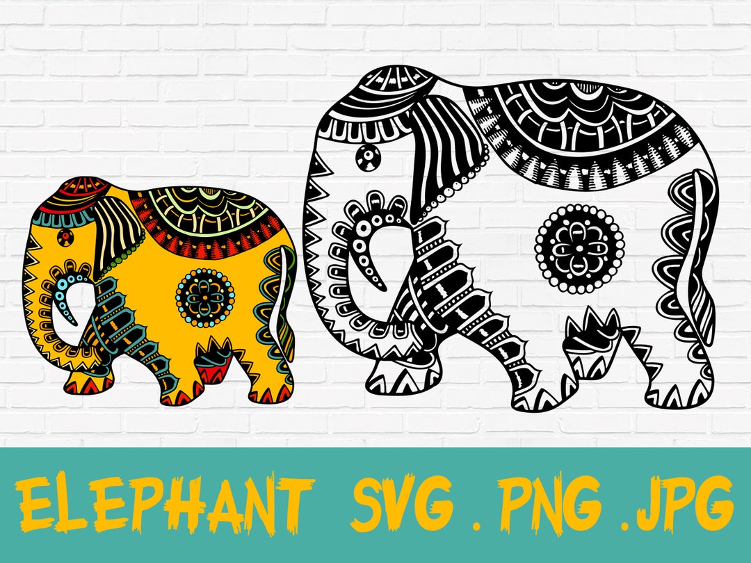 Elephant Zentangle SVG, DXF, Png, Jpeg, Digital Download, Elephant SVG ...