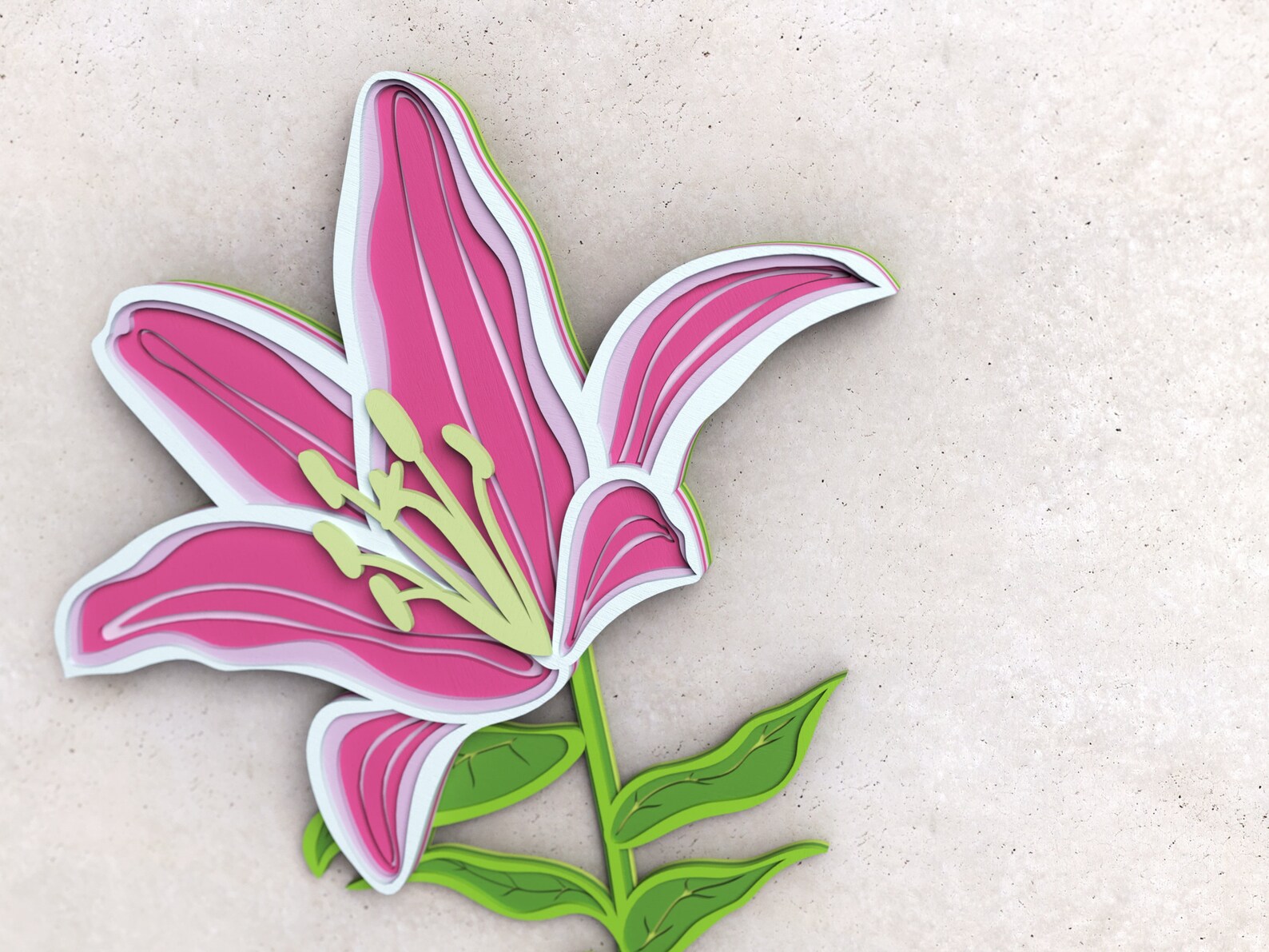 Lily Pink Flower 3D SVG Mandala Multilayer Panel for Laser - Etsy