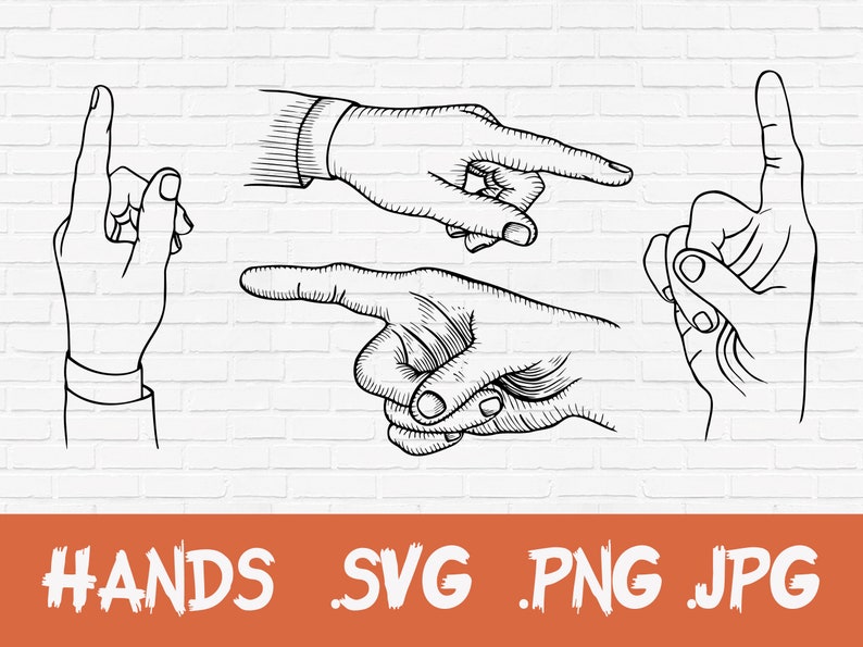 Pointing Finger Svg Dxf Png, Pointer Hand Clipart, Vintage,silhouette ...