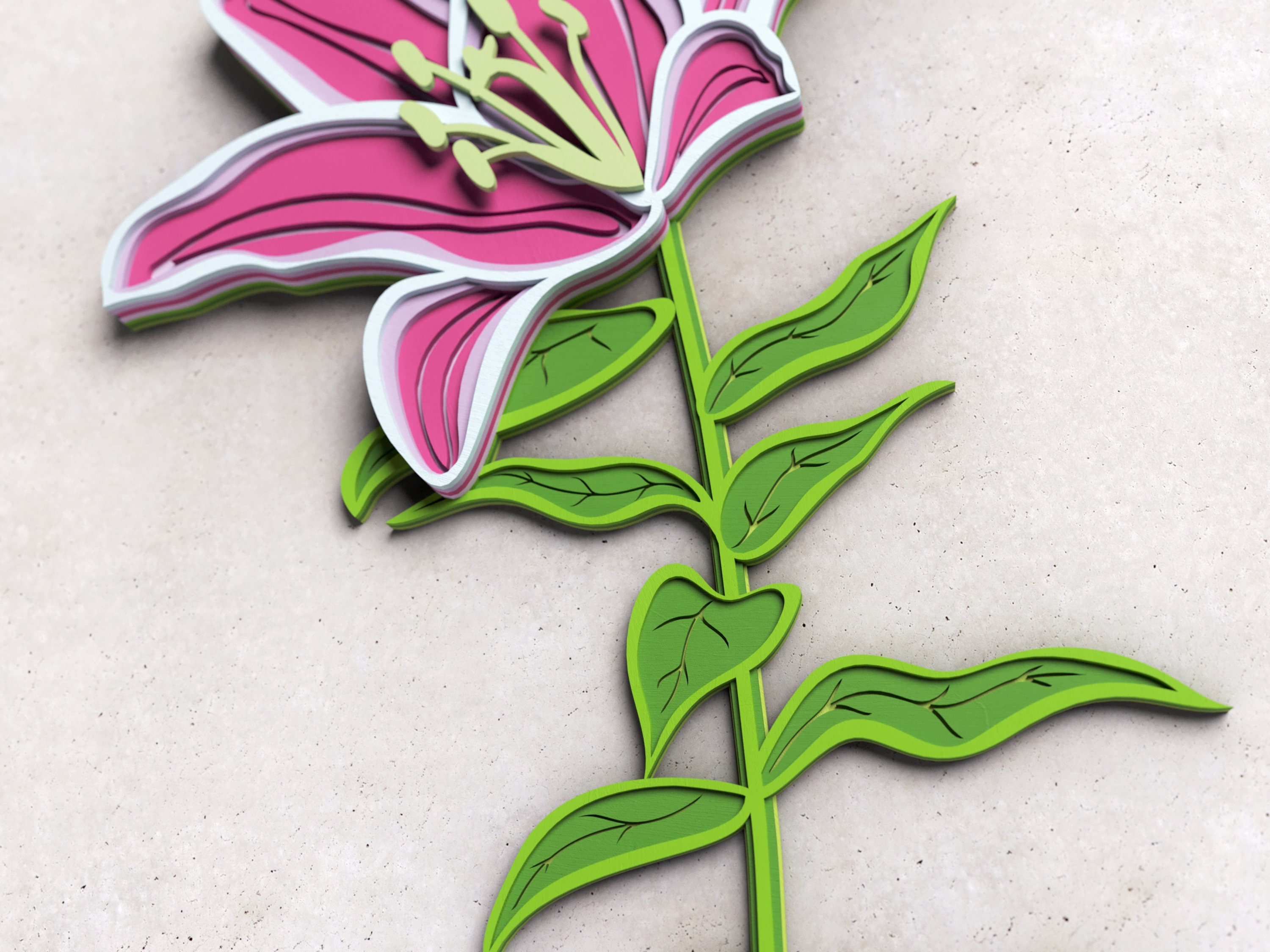 Lily Pink Flower 3D SVG Mandala Multilayer Panel for Laser - Etsy