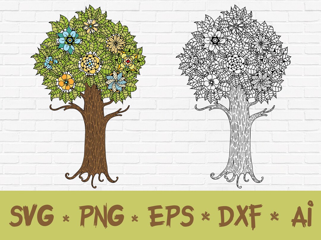 Tree Flowers SVG, Family Tree Svg, Tree Monogram, Family Tree SVG ...