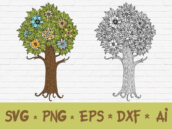Tree Flowers SVG Family Tree Svg Tree Monogram Family Tree - Etsy