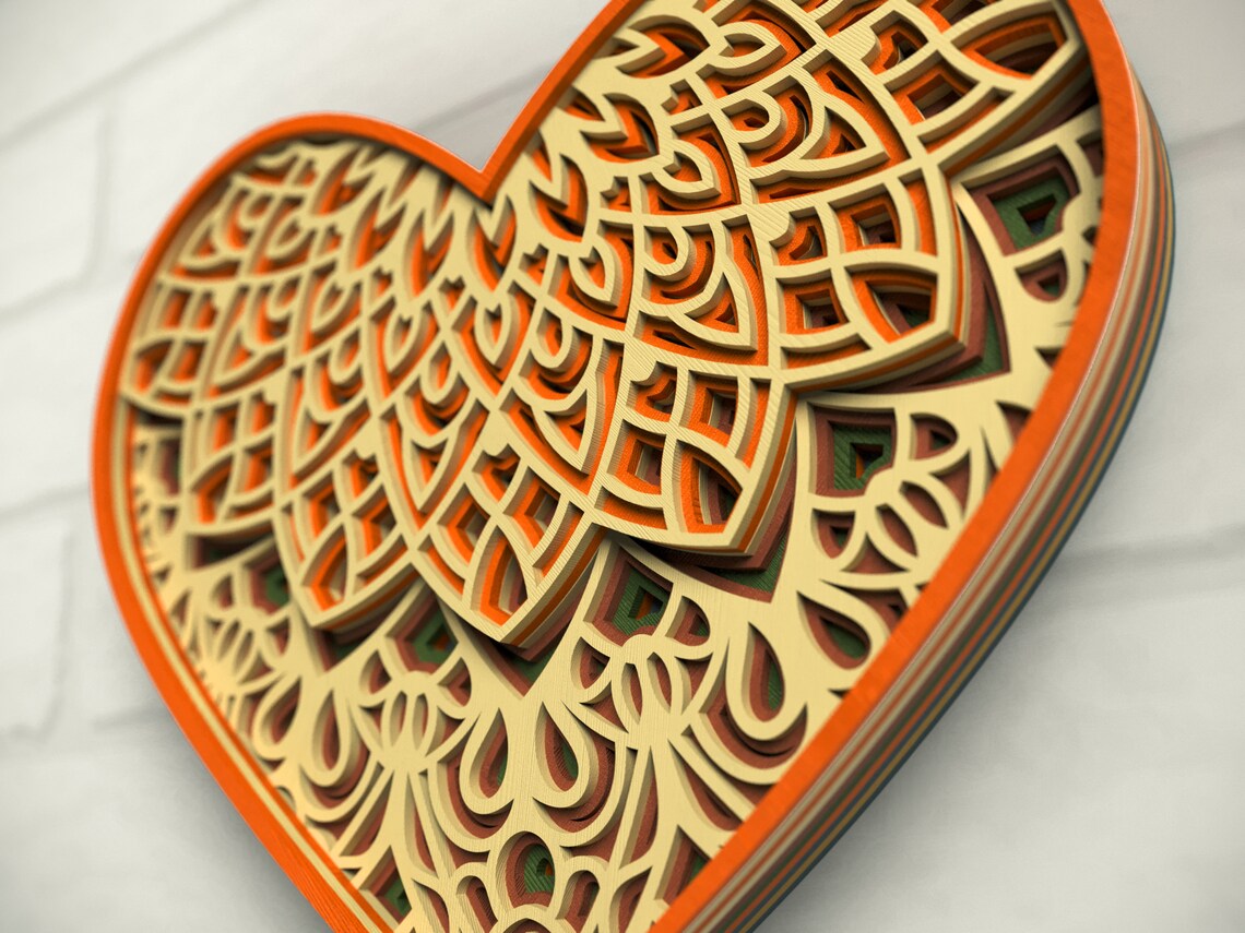 3D SVG Heart, Layered Heart SVG, Heart Svg Cricut, Laser Cut Heart ...