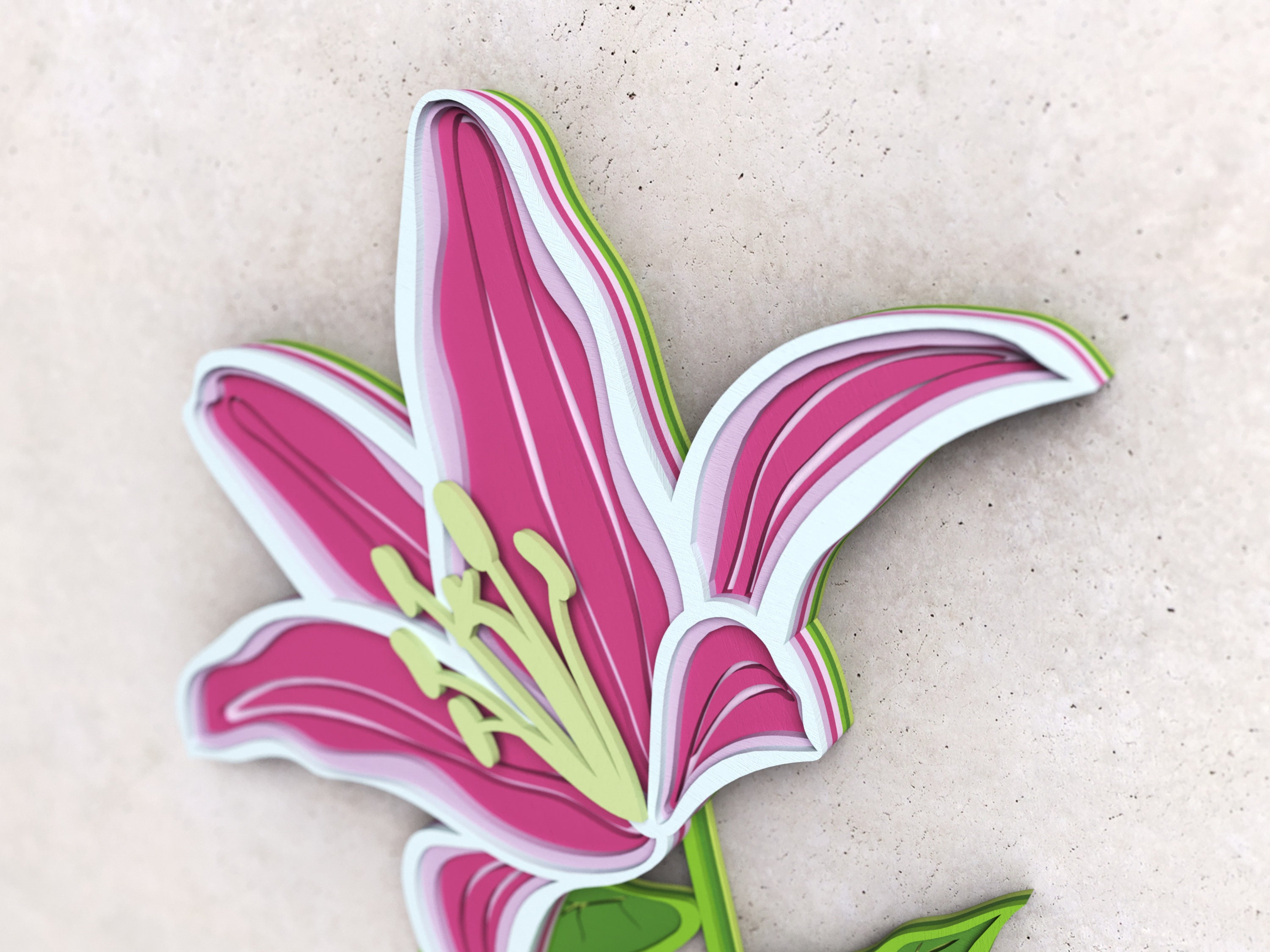 Lily Pink Flower 3D SVG Mandala Multilayer Panel for Laser - Etsy