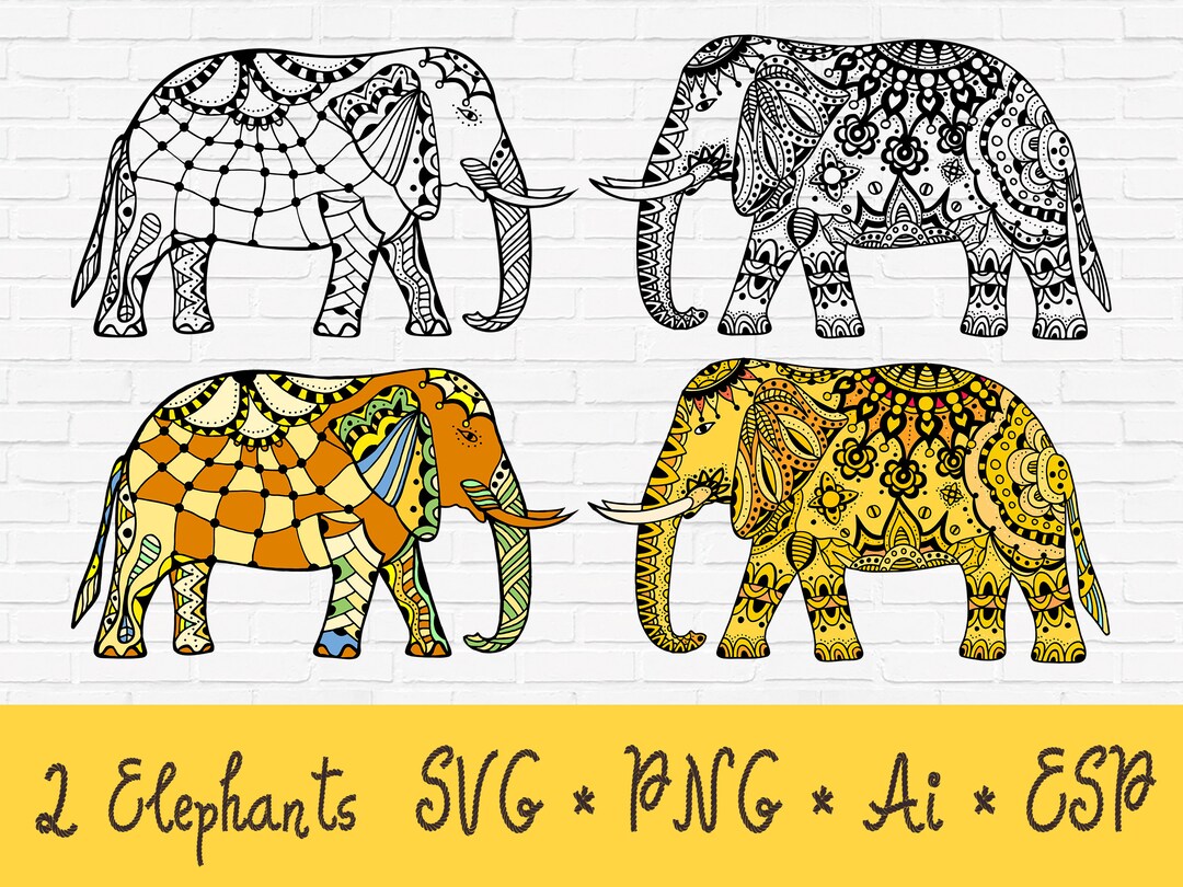 Elephant Zentangle SVG, DXF, Png, Jpeg, Digital Download, Elephant SVG ...