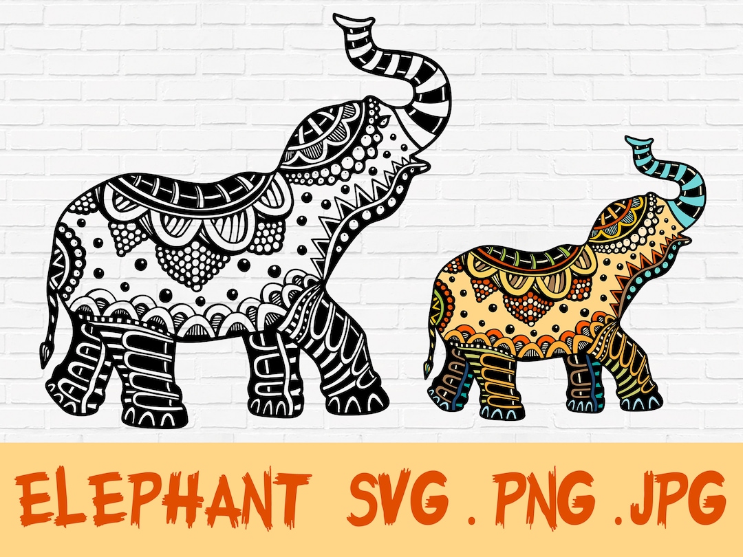 Elephant Zentangle SVG, DXF, Png, Jpeg, Digital Download, Elephant SVG ...