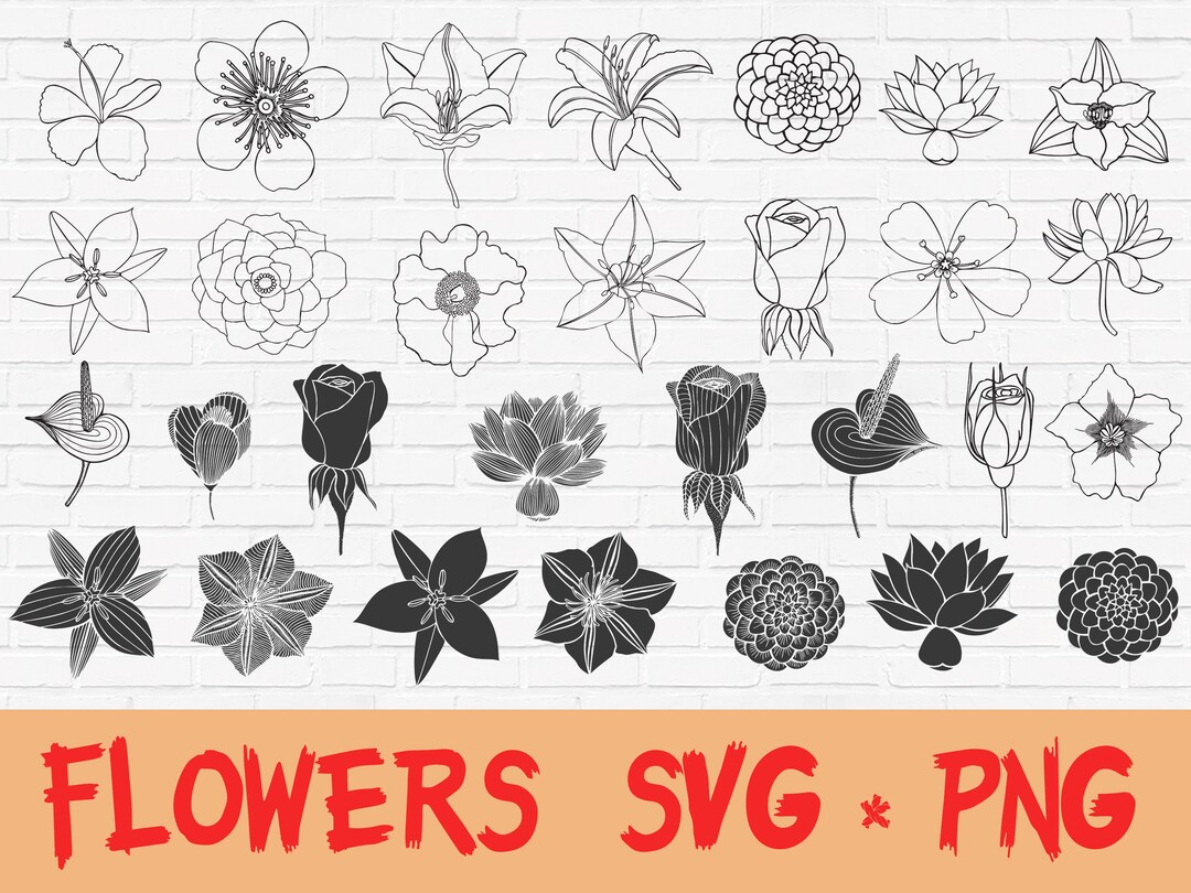 Flowers Svg Bundle | Flowers Svg Png Hand Drawn | Floral Svg ...
