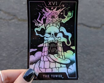 The Tower XVI Tarot Card Art 5x7 Art Print Hand-cut and - Etsy