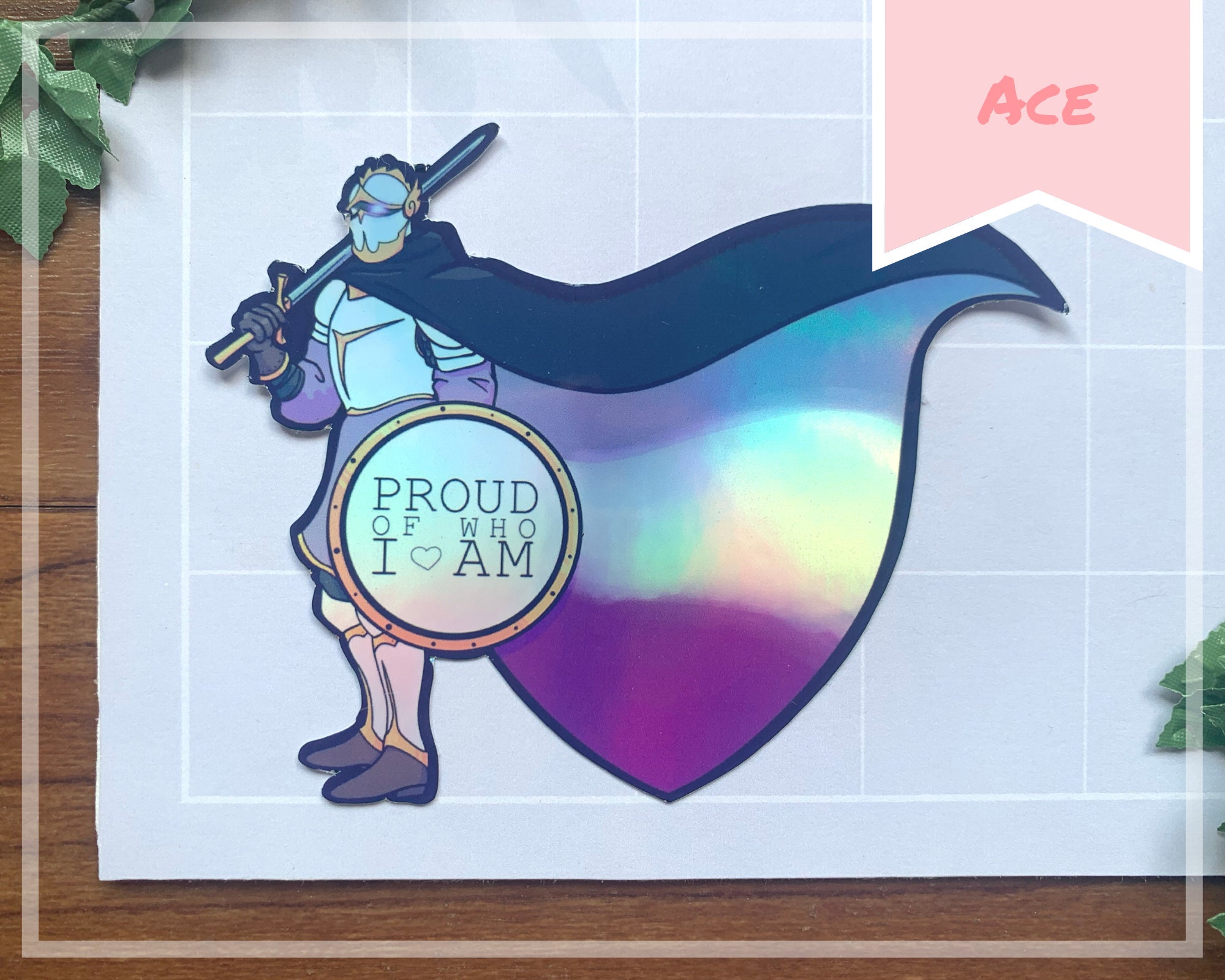 Pride Knight Holographic Rainbow Sticker, Knight in Armor, Rainbow ...