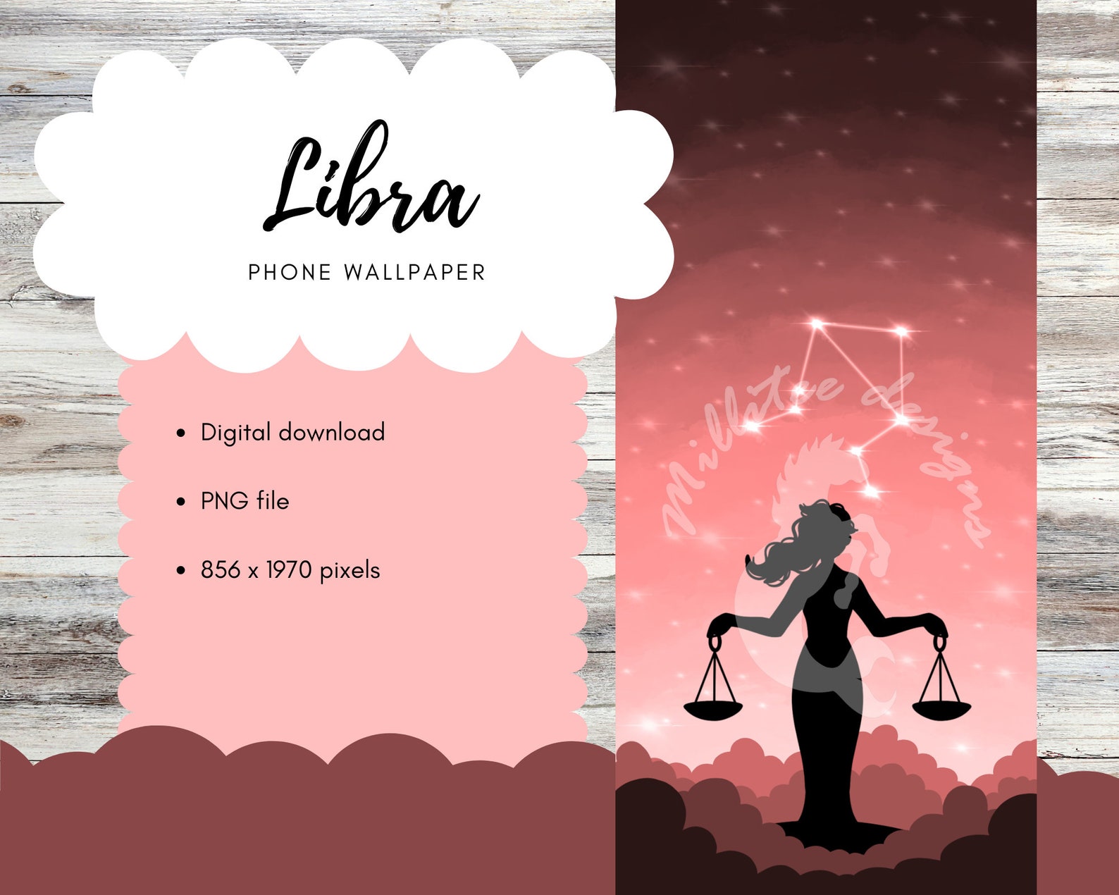Libra Zodiac Phone Wallpaper - Etsy