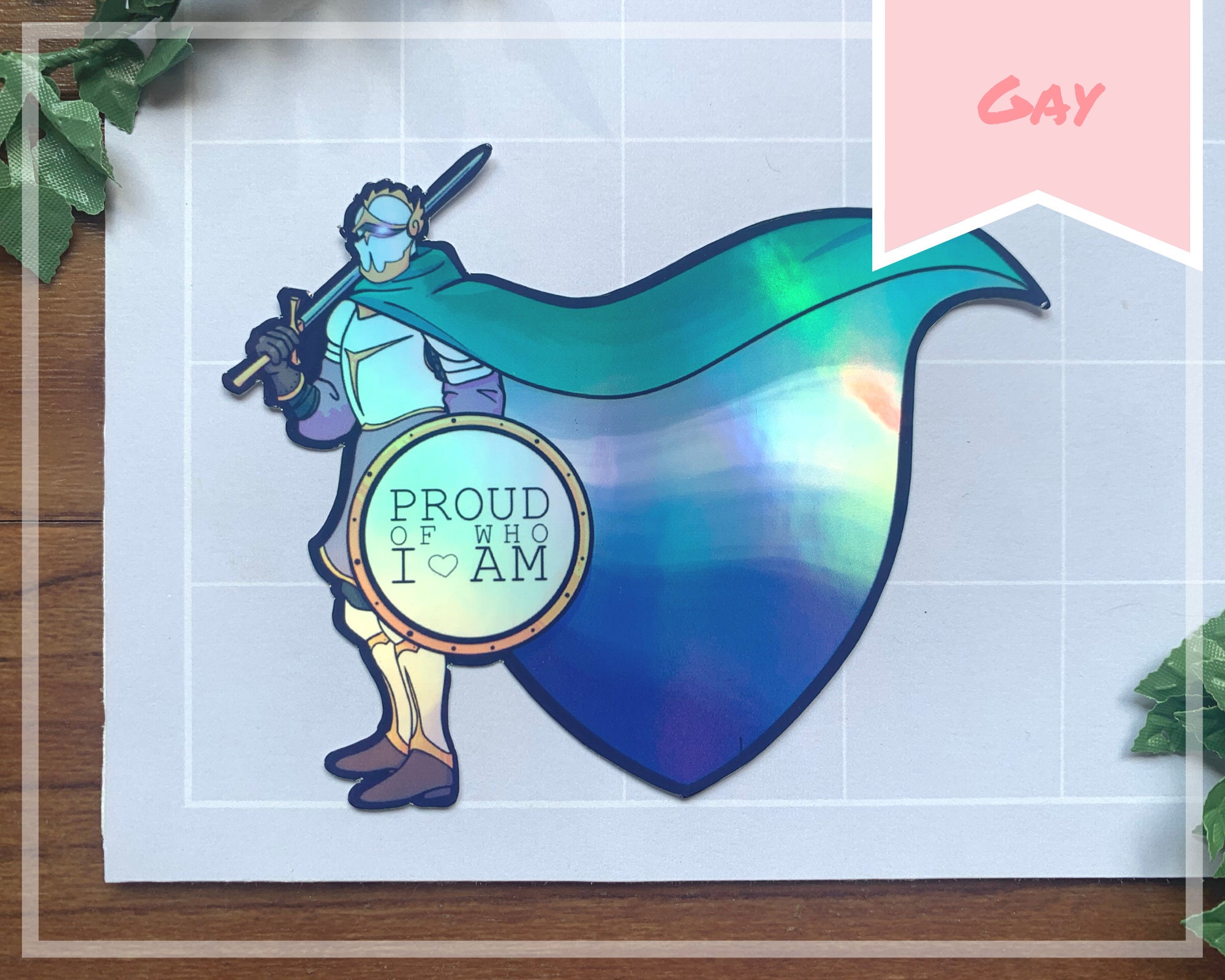 Pride Knight Holographic Rainbow Sticker, Knight in Armor, Rainbow ...