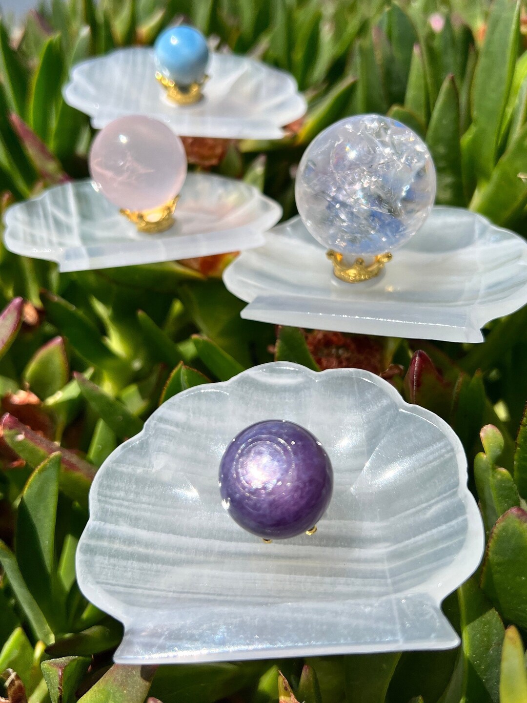 Crystal Shell & Pearl - Choose Your Crystal Mini Sphere With Onyx Shell ...